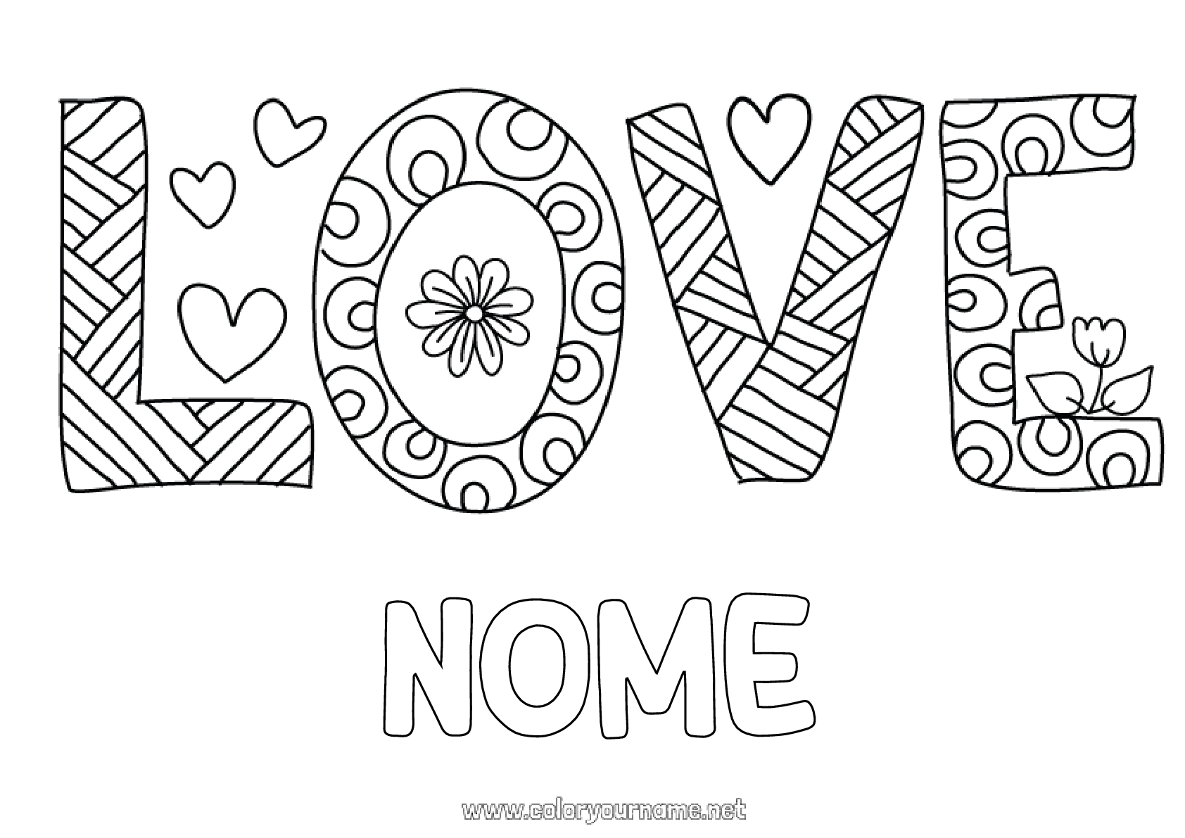 Pagina da colorare n.1003 - Ti amo "Messaggio d'amore"