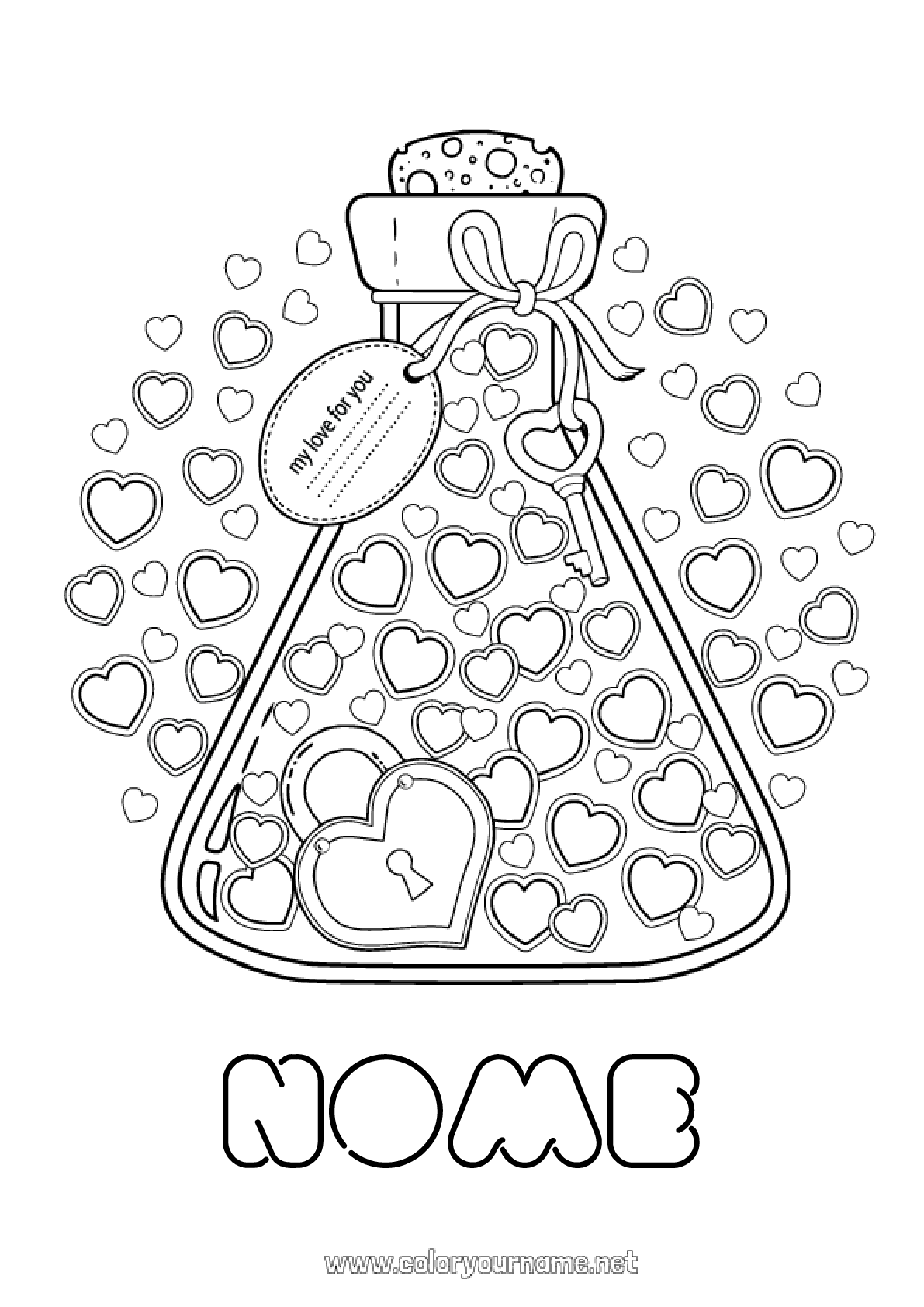 Nº de colorir 1010 - Coração Eu te amo Dia dos Namorados