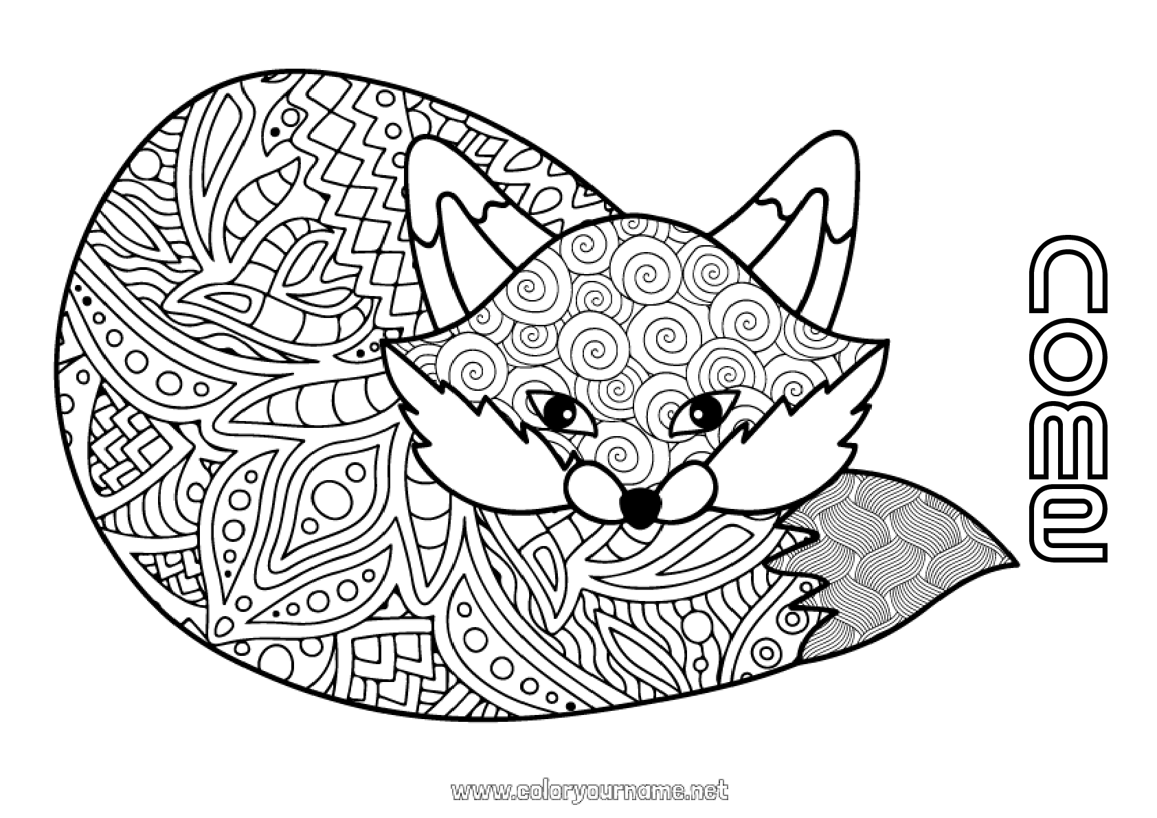 Pagina da colorare n.1014 - Mandala Volpe Animale