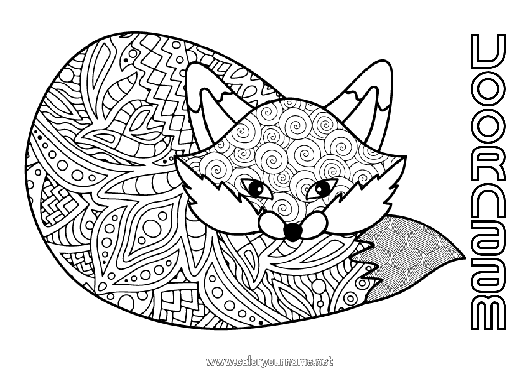 Kleurplaat nr.1014 - Mandala Vos Dier