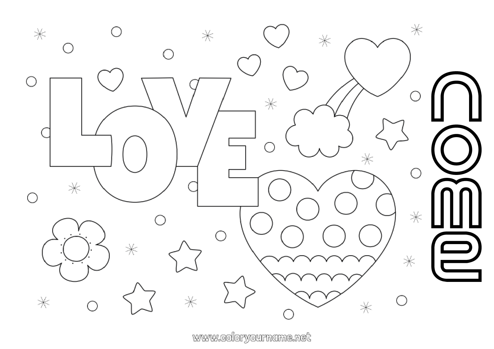 Nº de colorir 1019 - Coração Eu te amo Mensagem de "Amor"