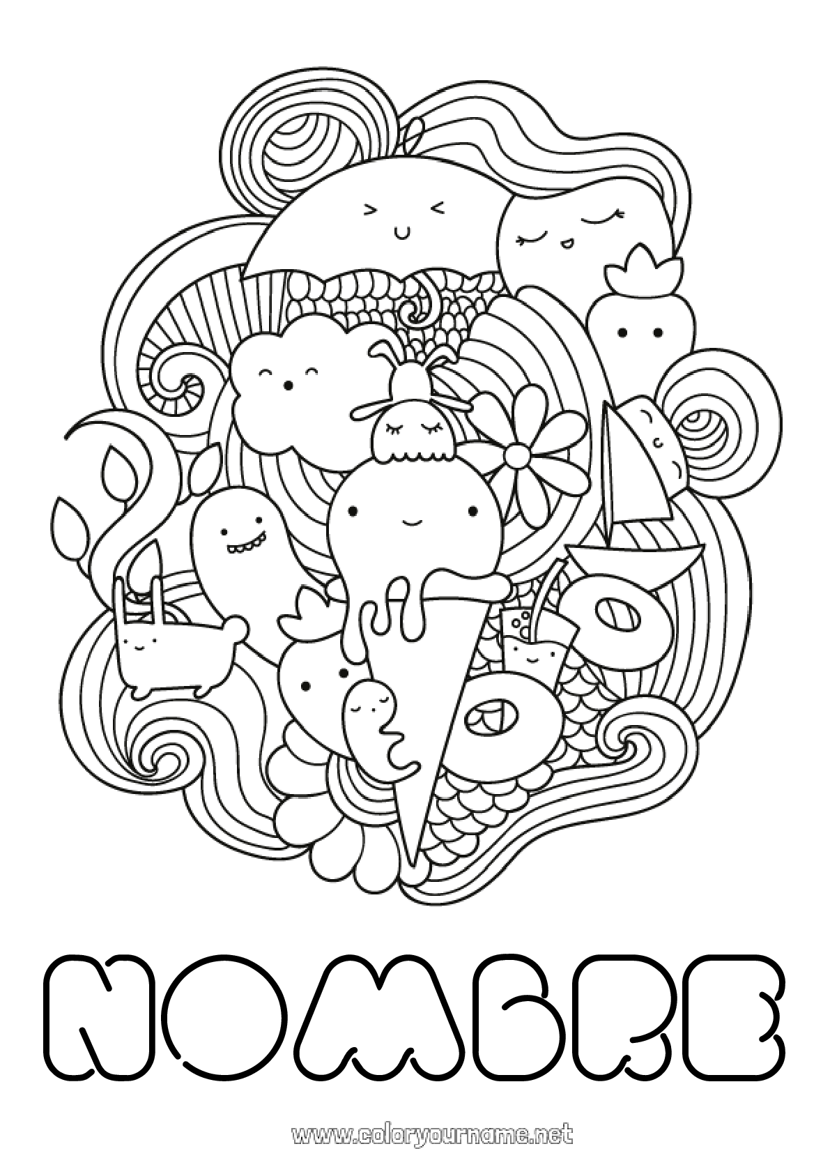 Kawaii : 46 dibujos para colorear personalizables gratis para imprimir