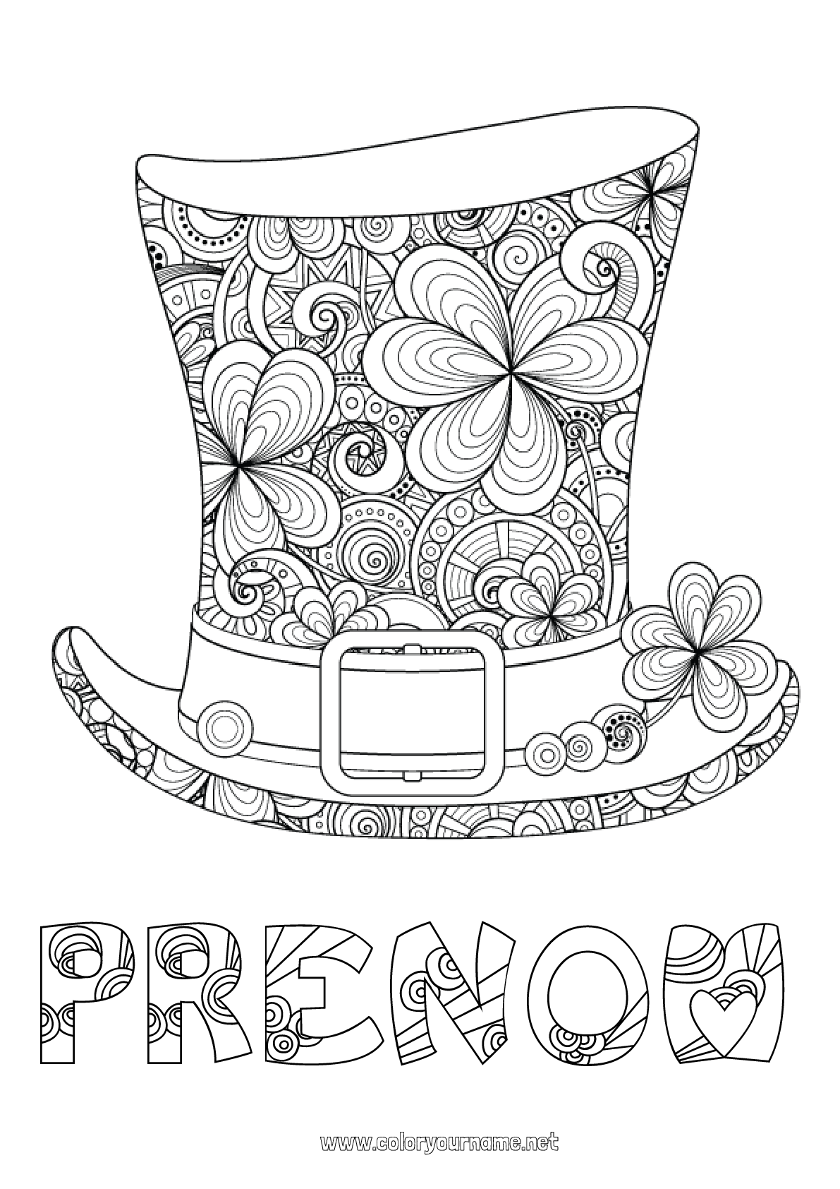 Coloriage n°1049 - Mandala Chance Trèfle