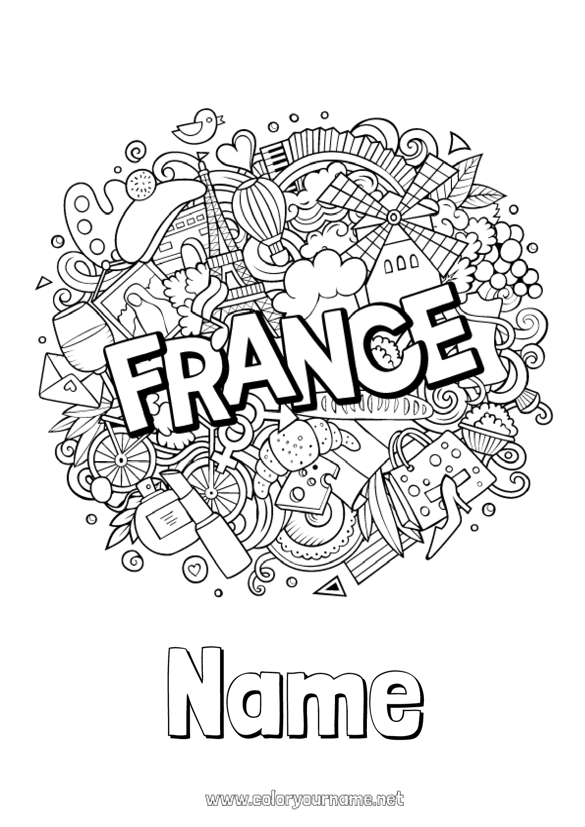 Coloring page No.1056 - Geography France Country