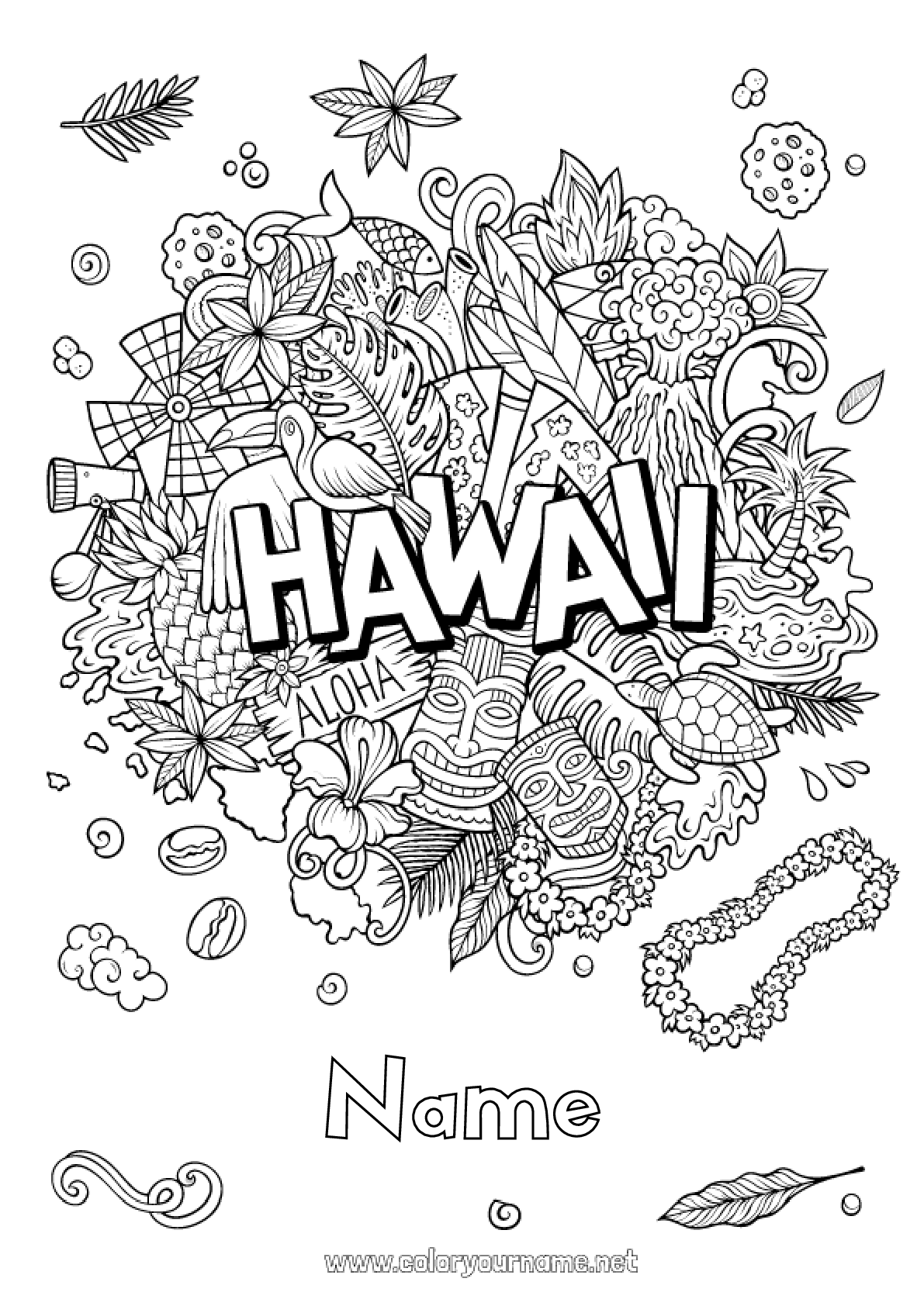 Luau Coloring Pages