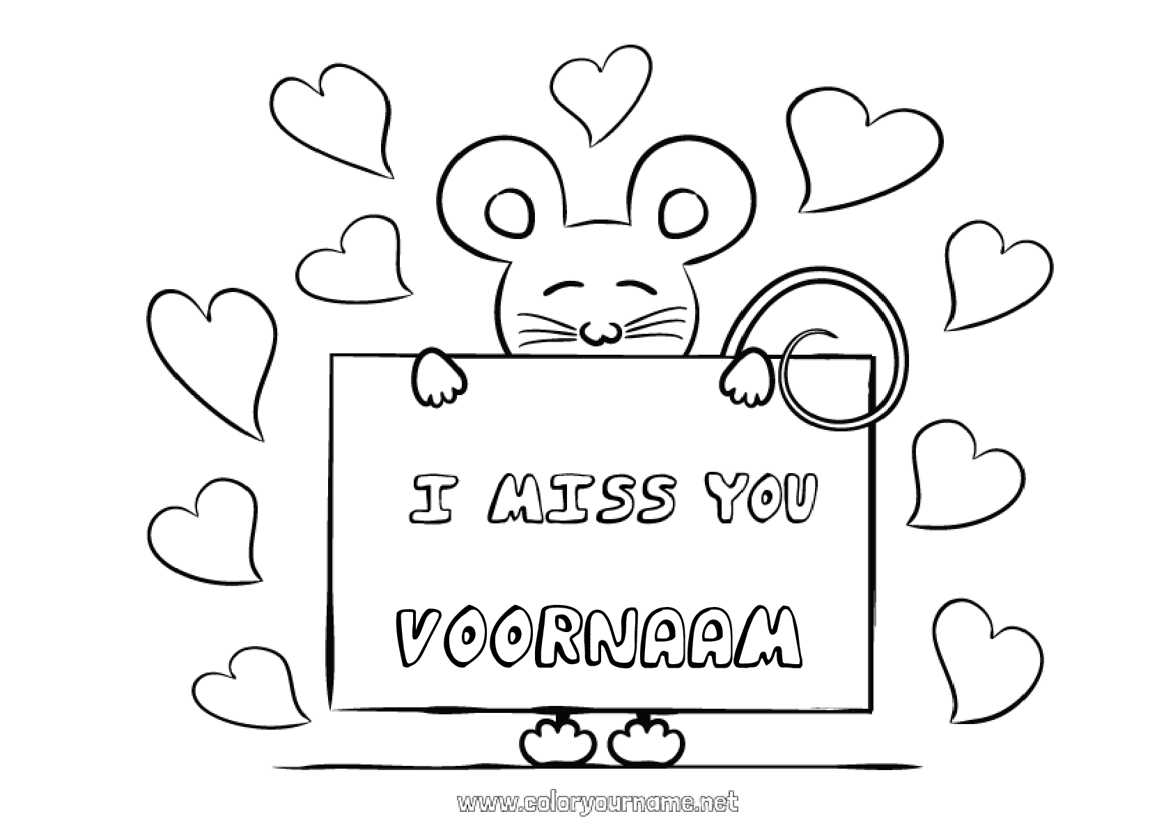 Kleurplaat nr.1083 - Muis Dier Ik mis je