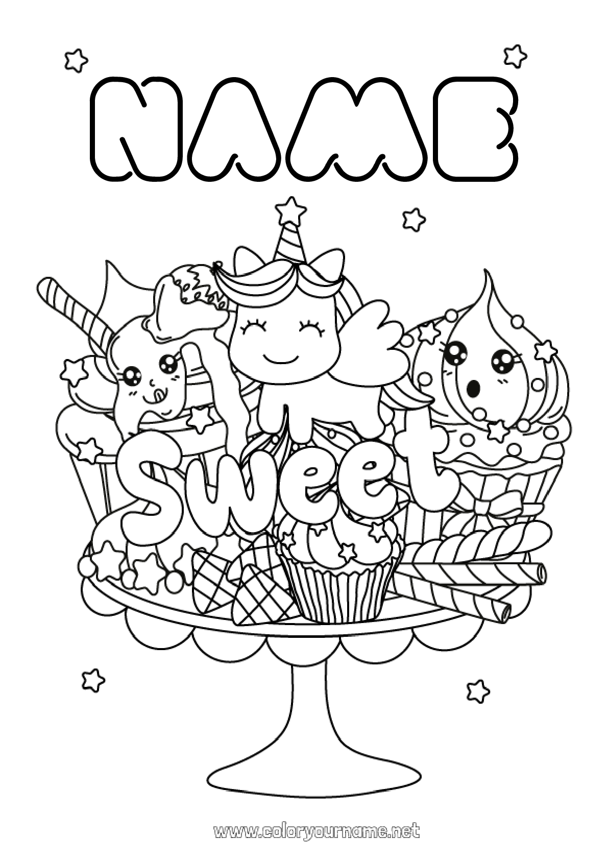 Coloring page No.108 - Cute Kawaii Food