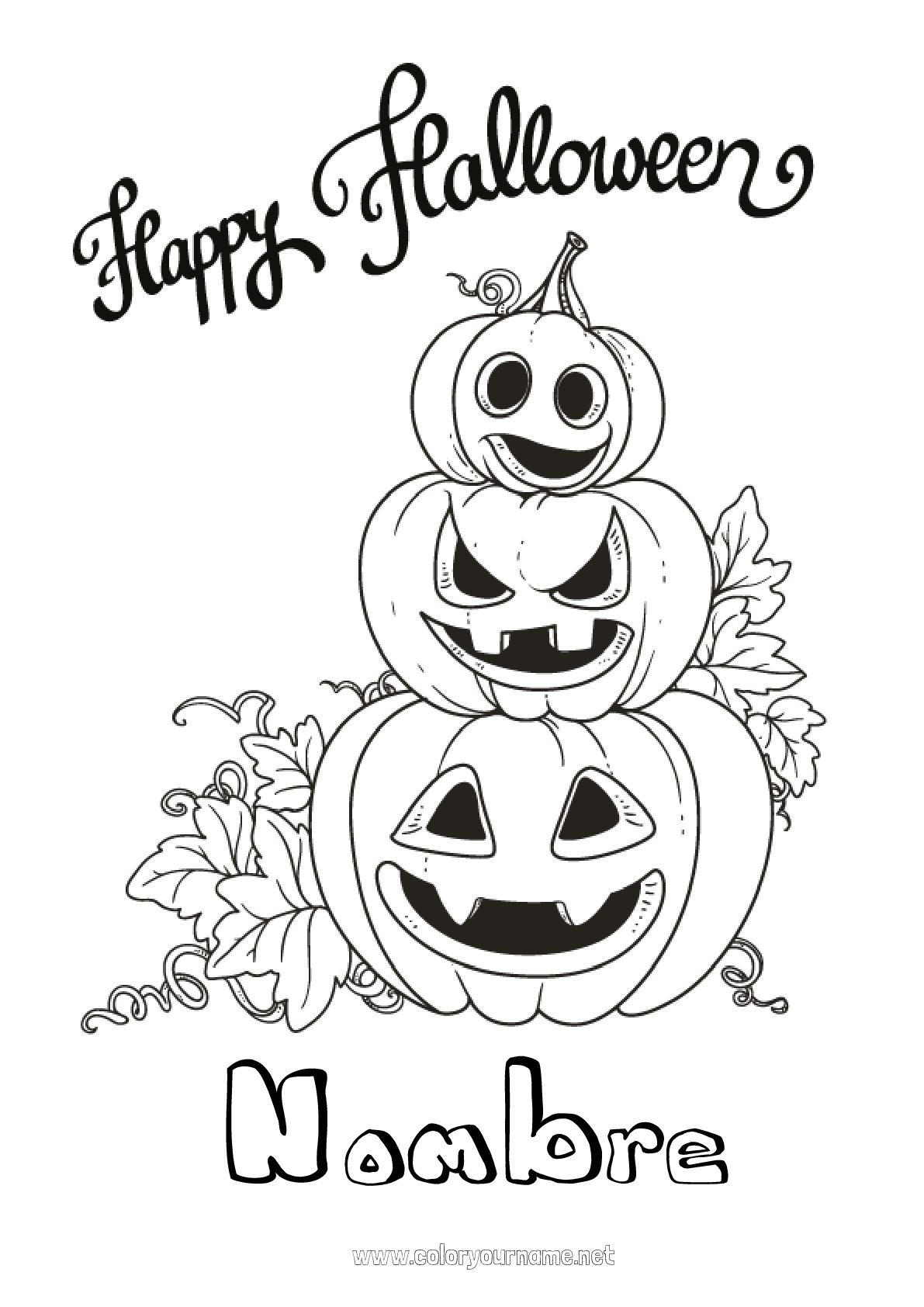 Nº de colorear 10 - Calabaza Halloween
