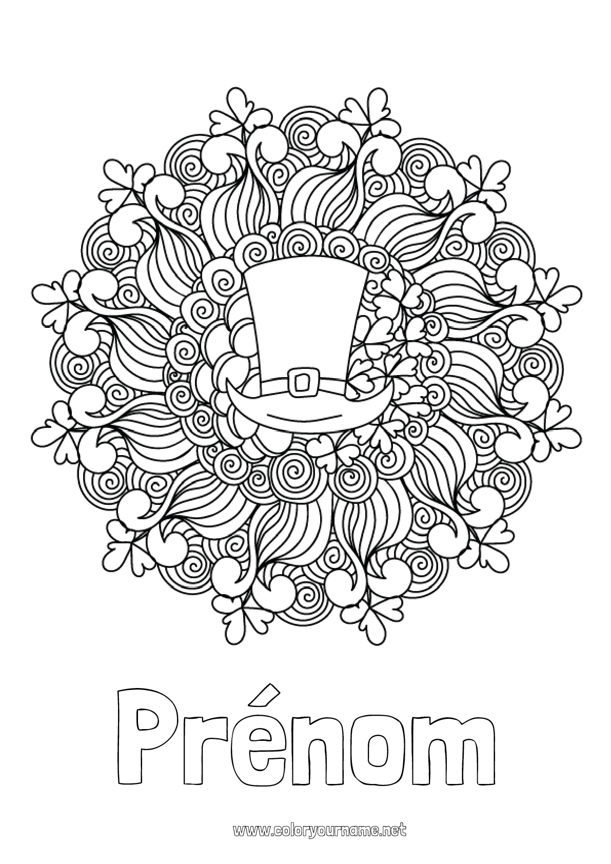 Coloriage n°1110 - Mandala Trèfle Irlande