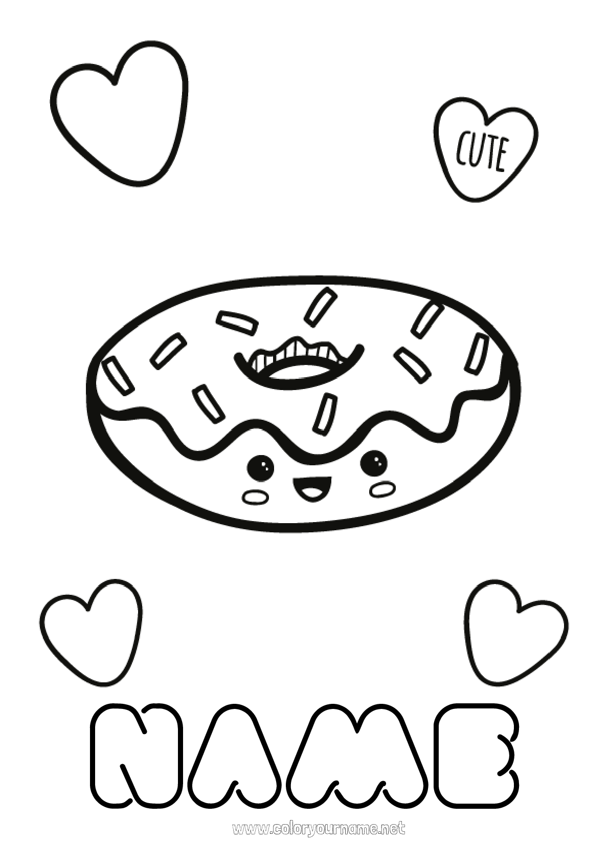 Kawaii : 36 free customizable coloring pages to print - Page 3