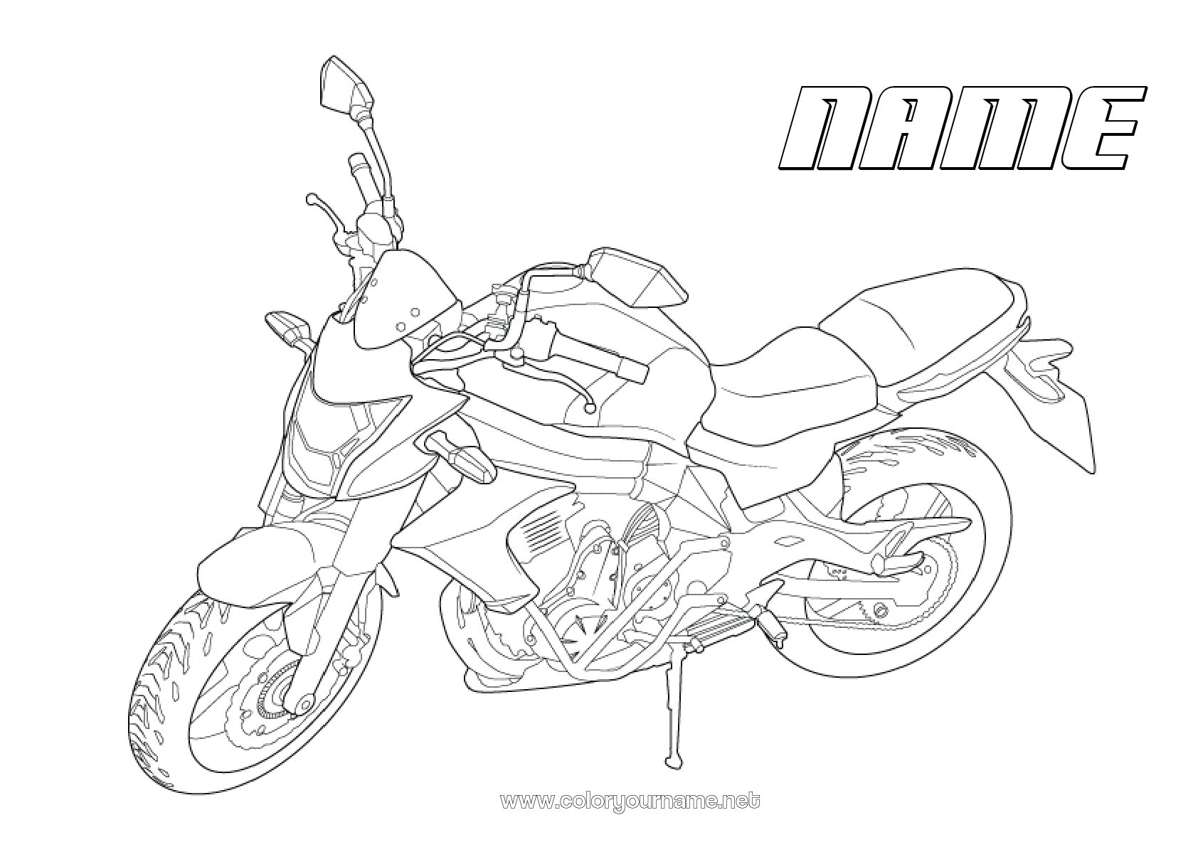 Coloring page No.1131 - Vehicles Motorbike Two-wheeled vehicles