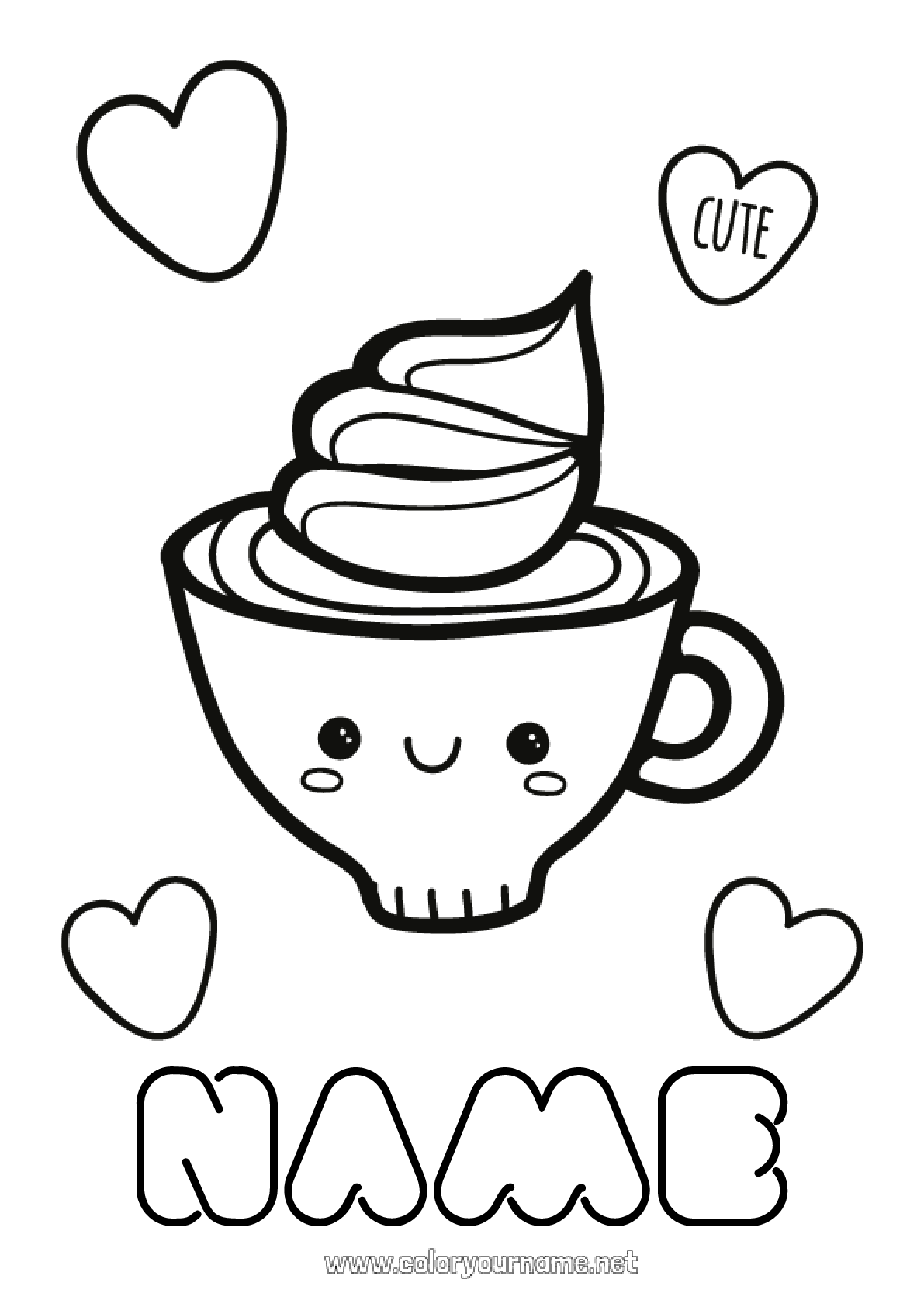 Coloring page No.113 - Cute Kawaii Coffee
