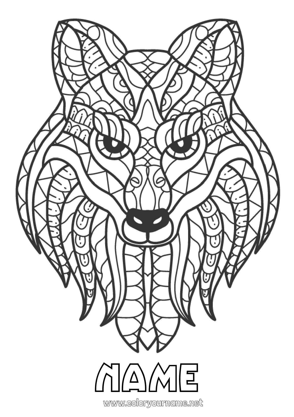 Wolf Head Coloring Page