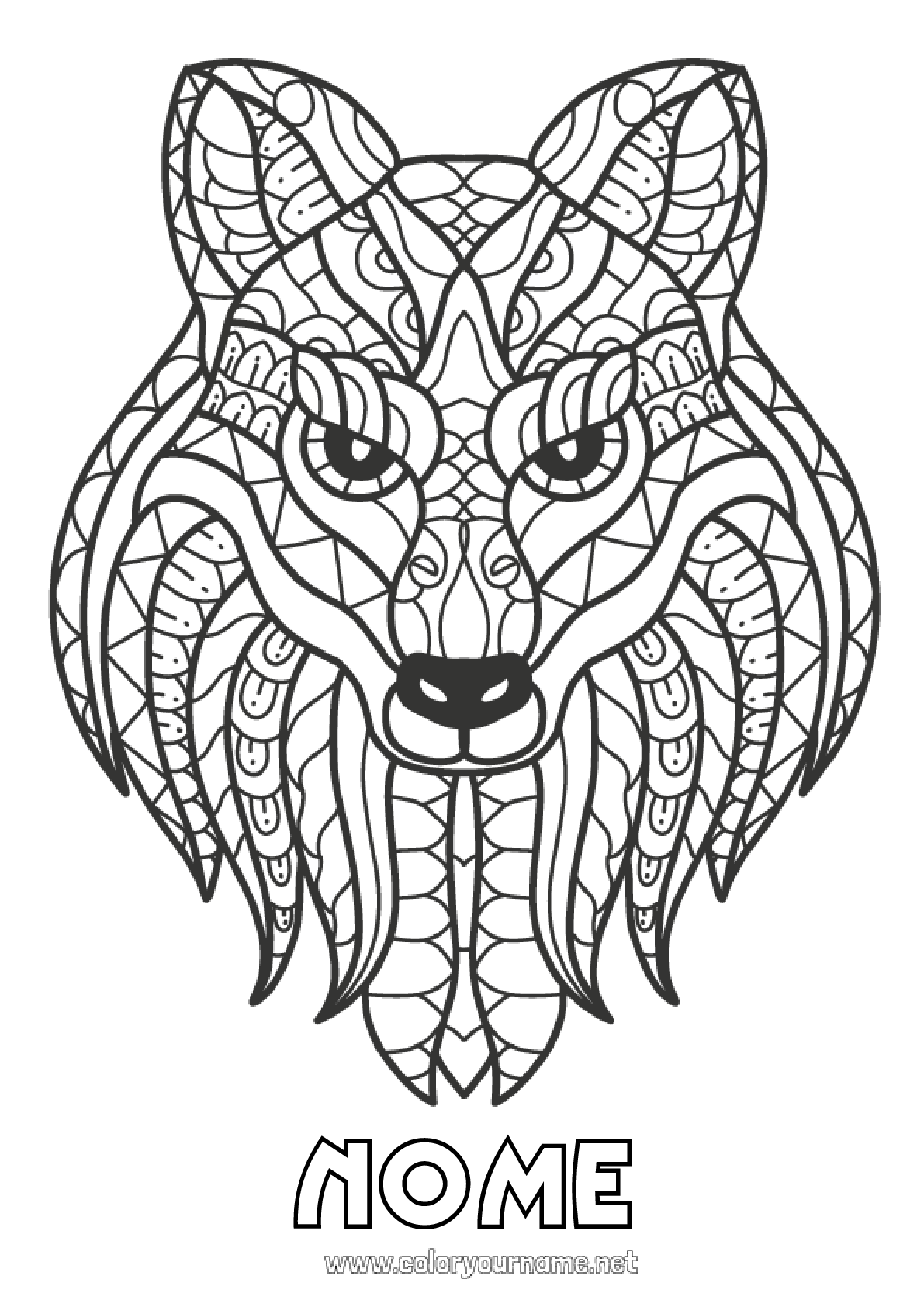 Pagina da colorare n.1165 - Lupo Mandala Animale