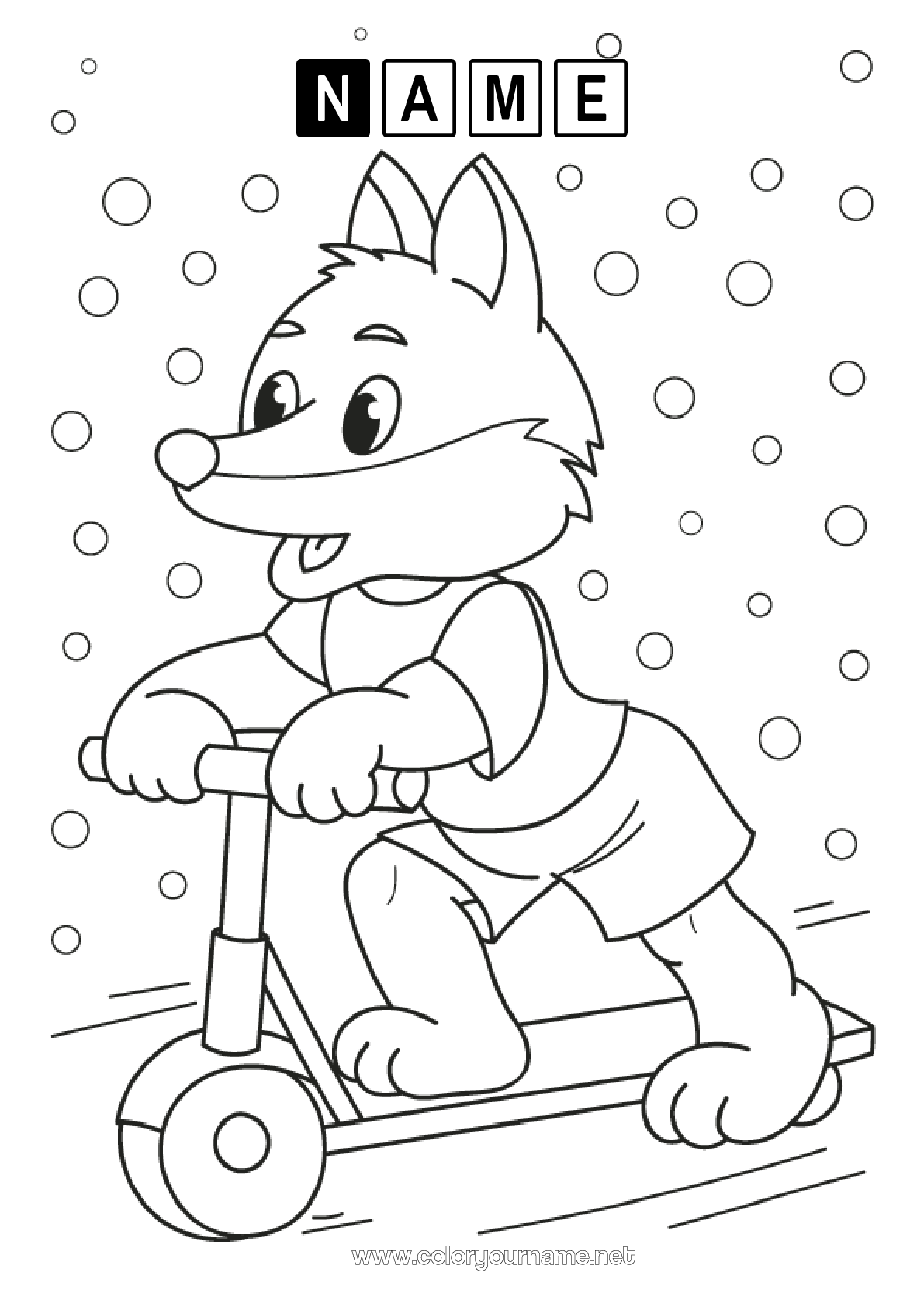 Coloring page No.1166 - Wolf Vehicles Push scooter