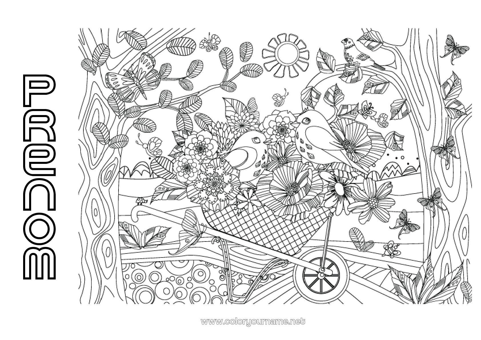 Coloriage n°1168 - Fleurs Mandala Oiseau