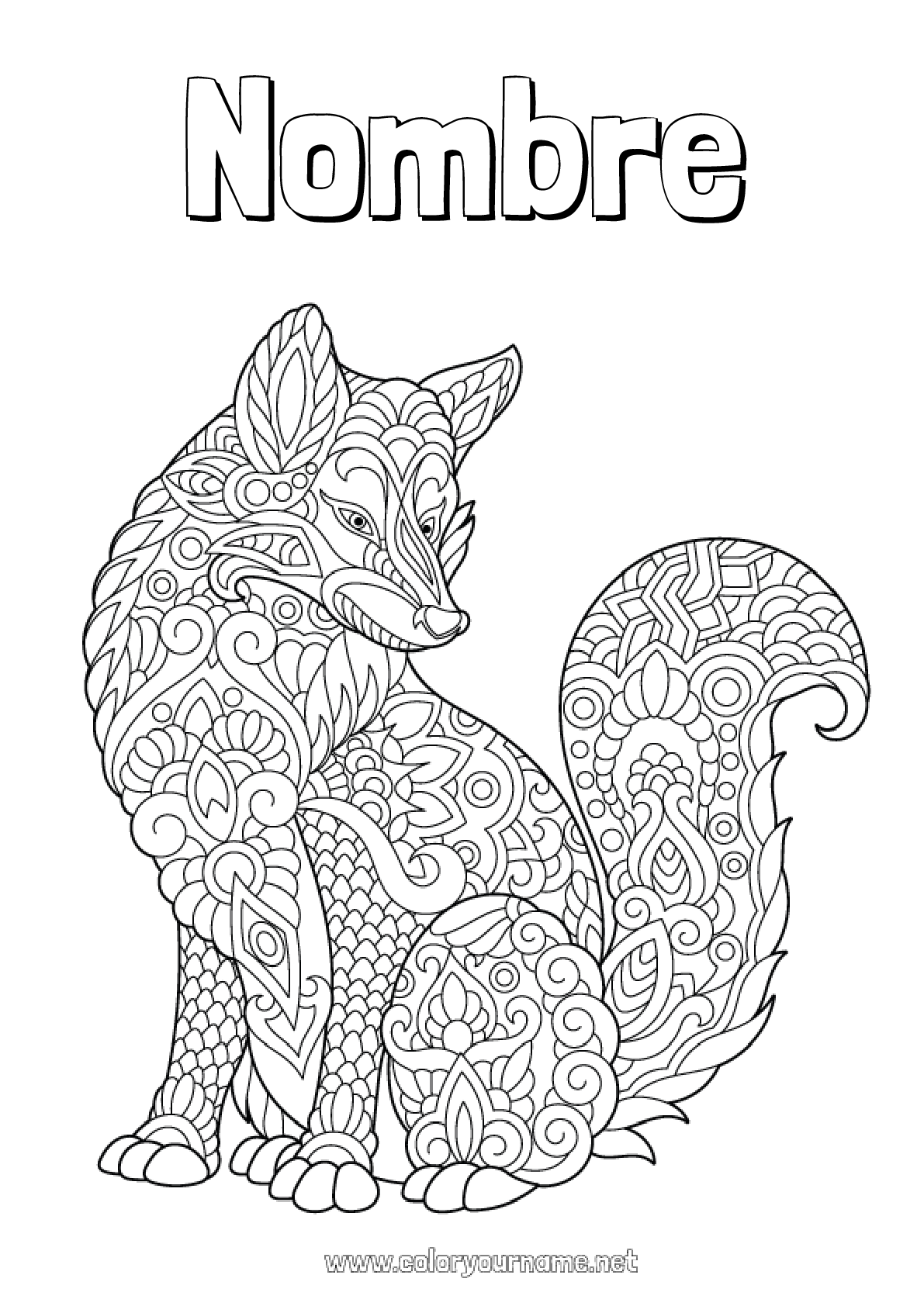 Nº de colorear 1189 - Lobo Mandala Zorro