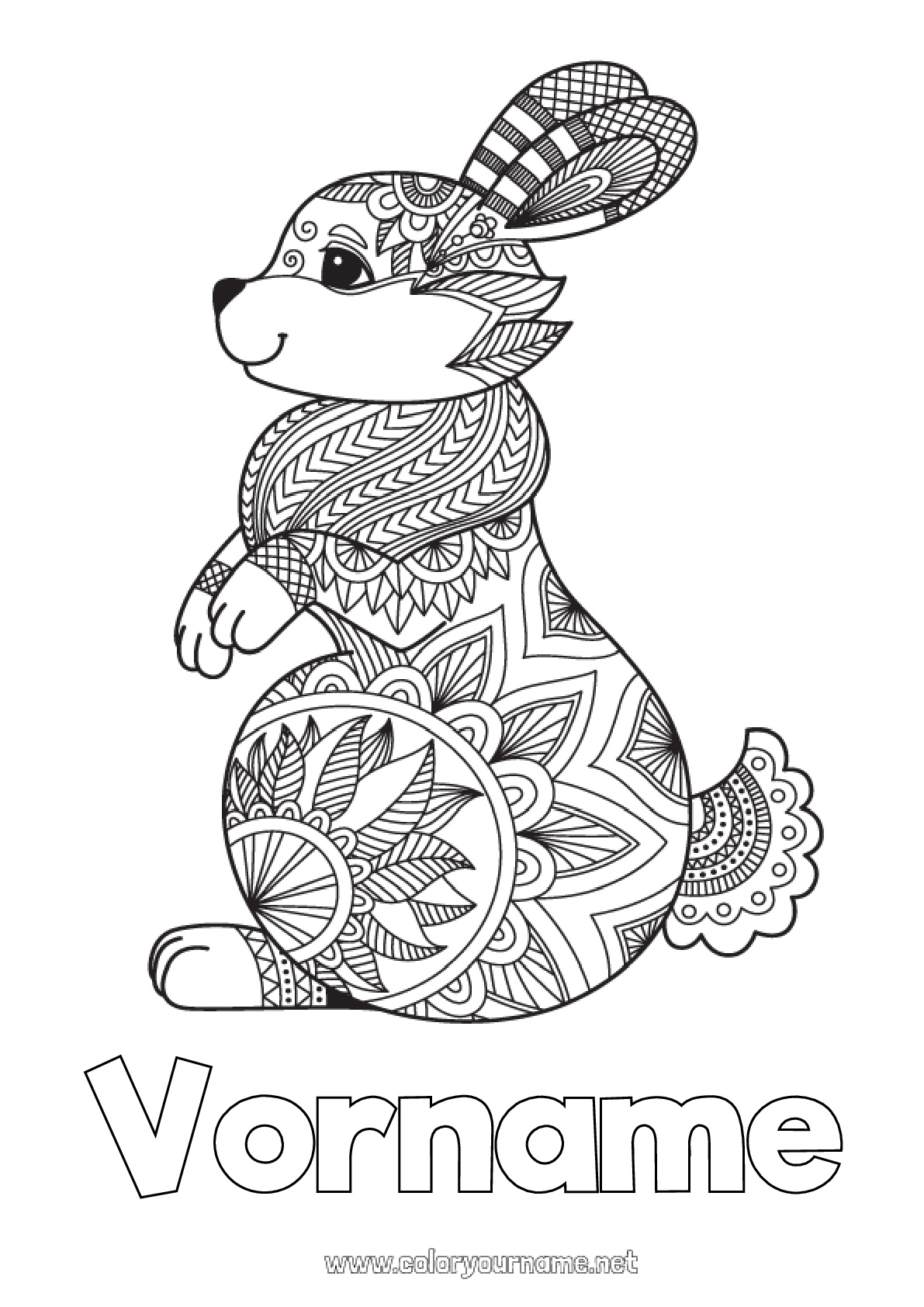 Malvorlage Nr.1194 - Mandala Hase Tier