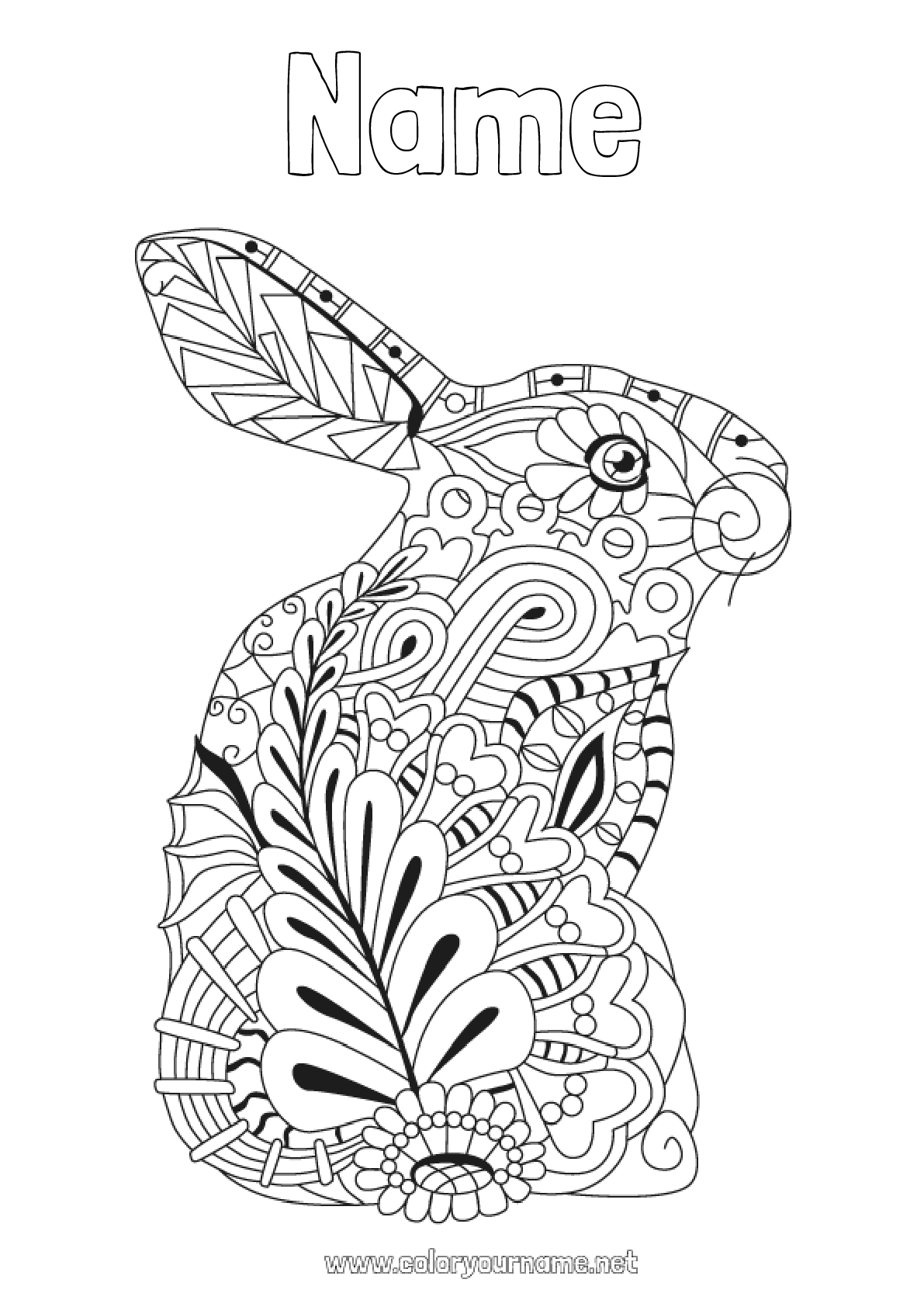 Coloring page No.1195 - Calm and zen Mandala Bunny