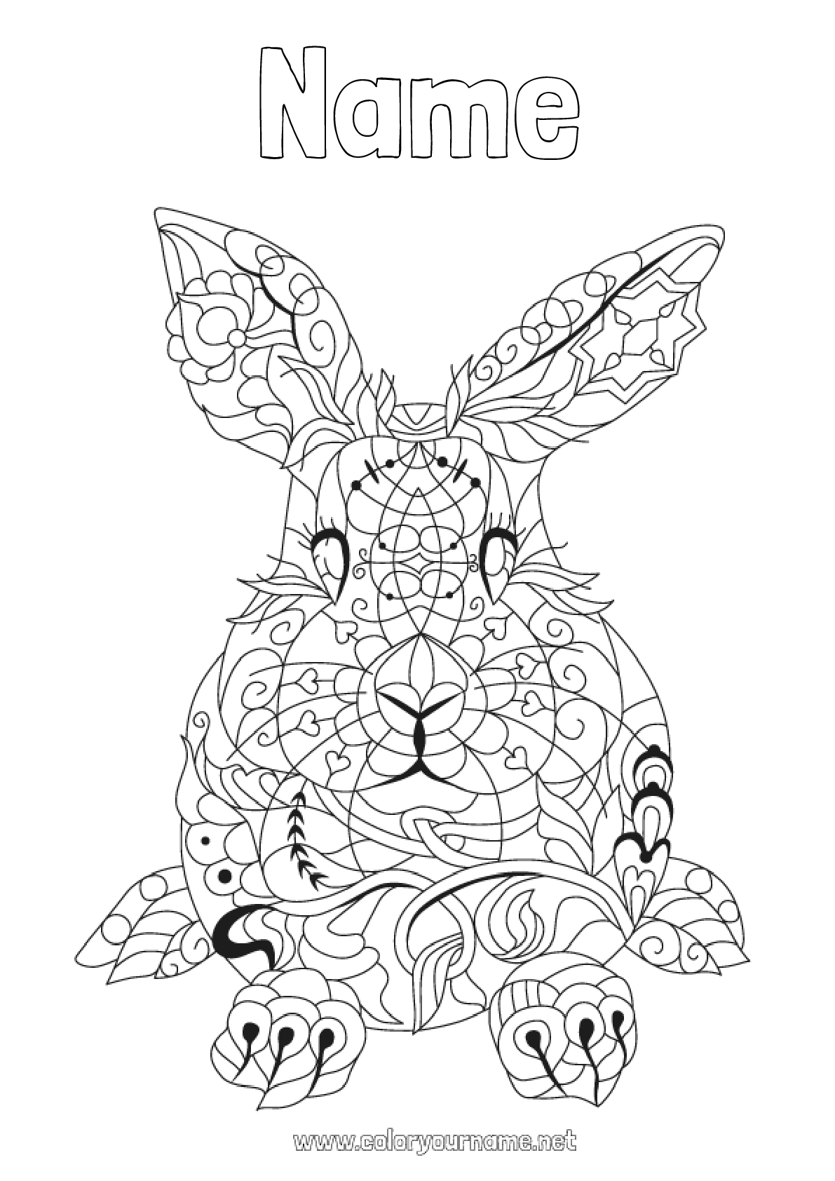 Coloring page No.1197 - Mandala Bunny Animal