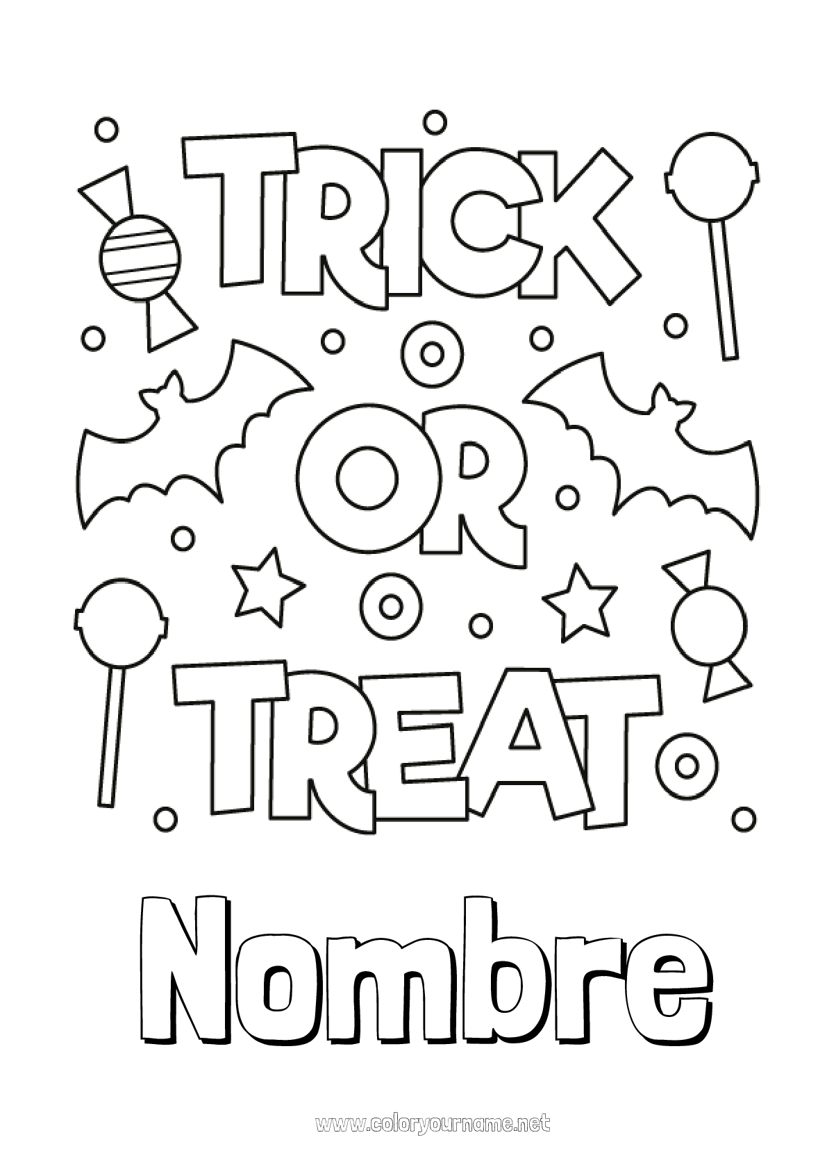 Nº de colorear 11 - Caramelos Truco o trato Halloween