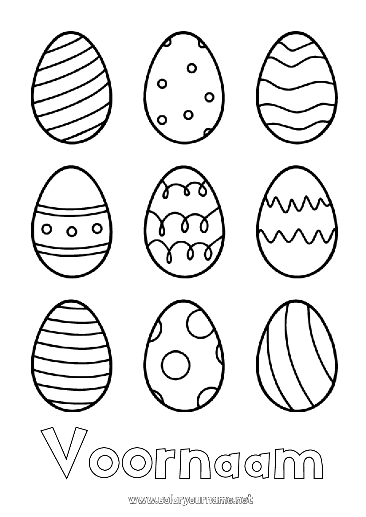 Kleurplaat nr.1202 - Activiteiten voor Kinderen Paaseieren Eenvoudige ...