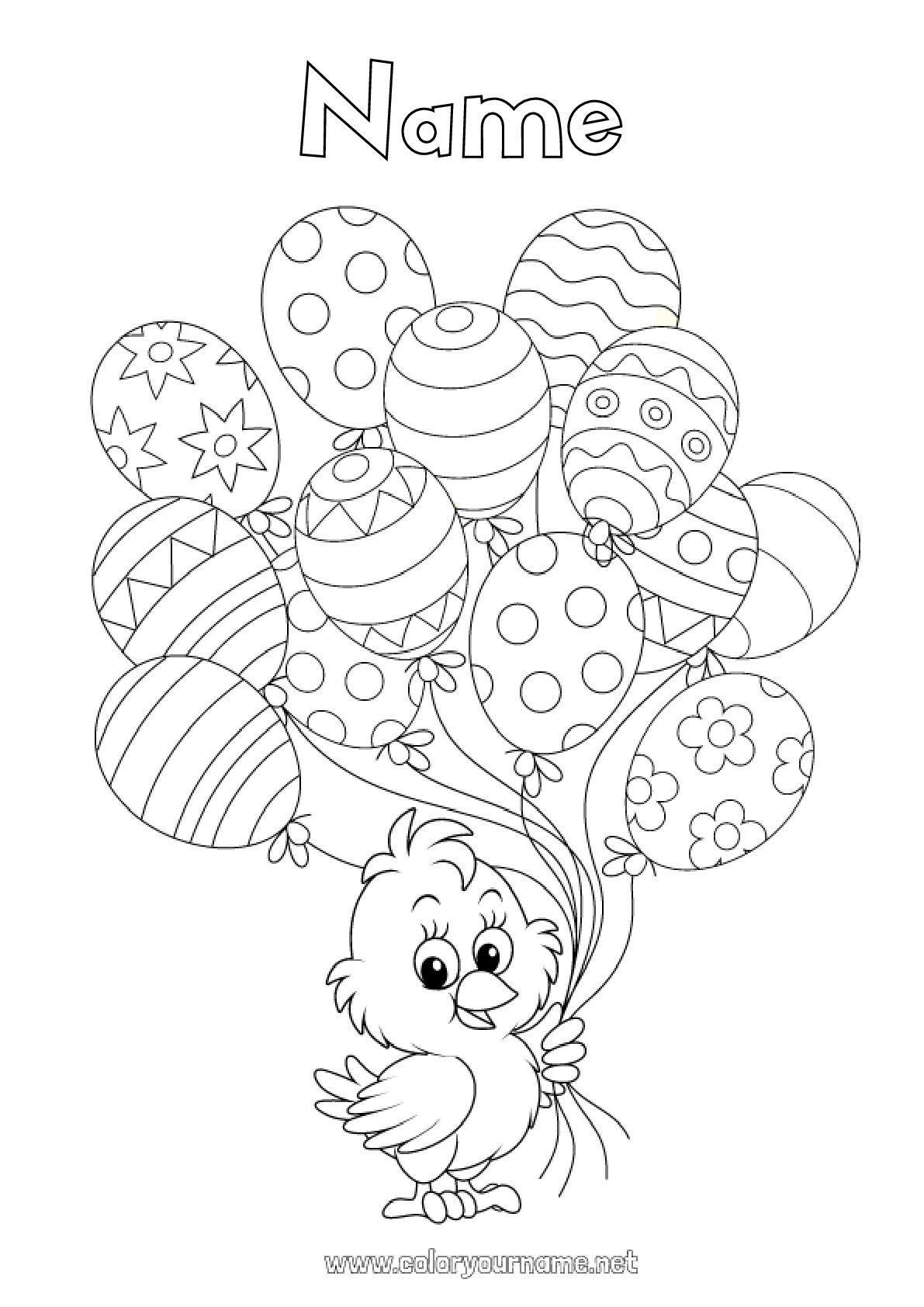 Coloring page No.1227 - Balloons Spring Chick