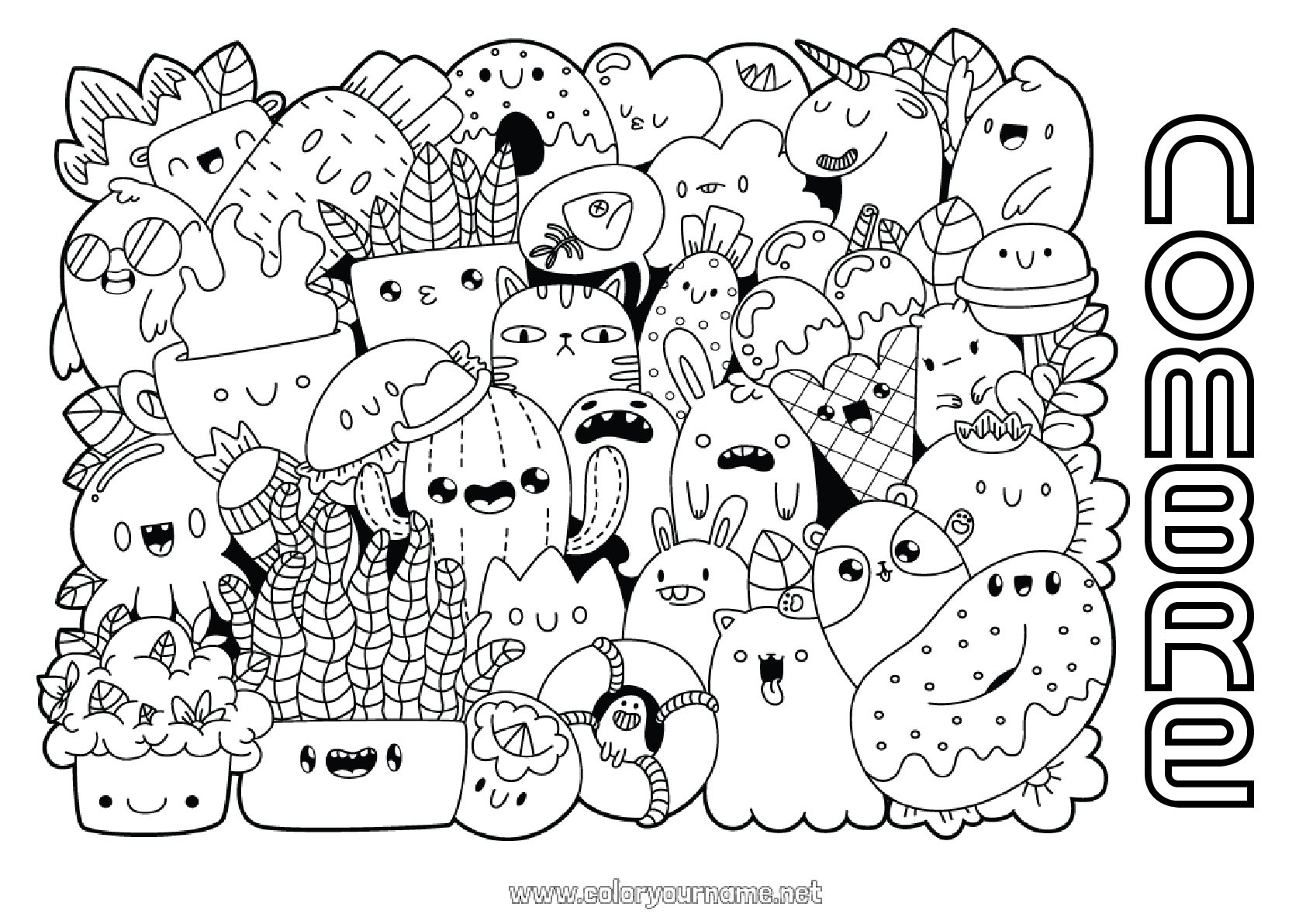 Nº de colorear 122 - Lindo Kawaii