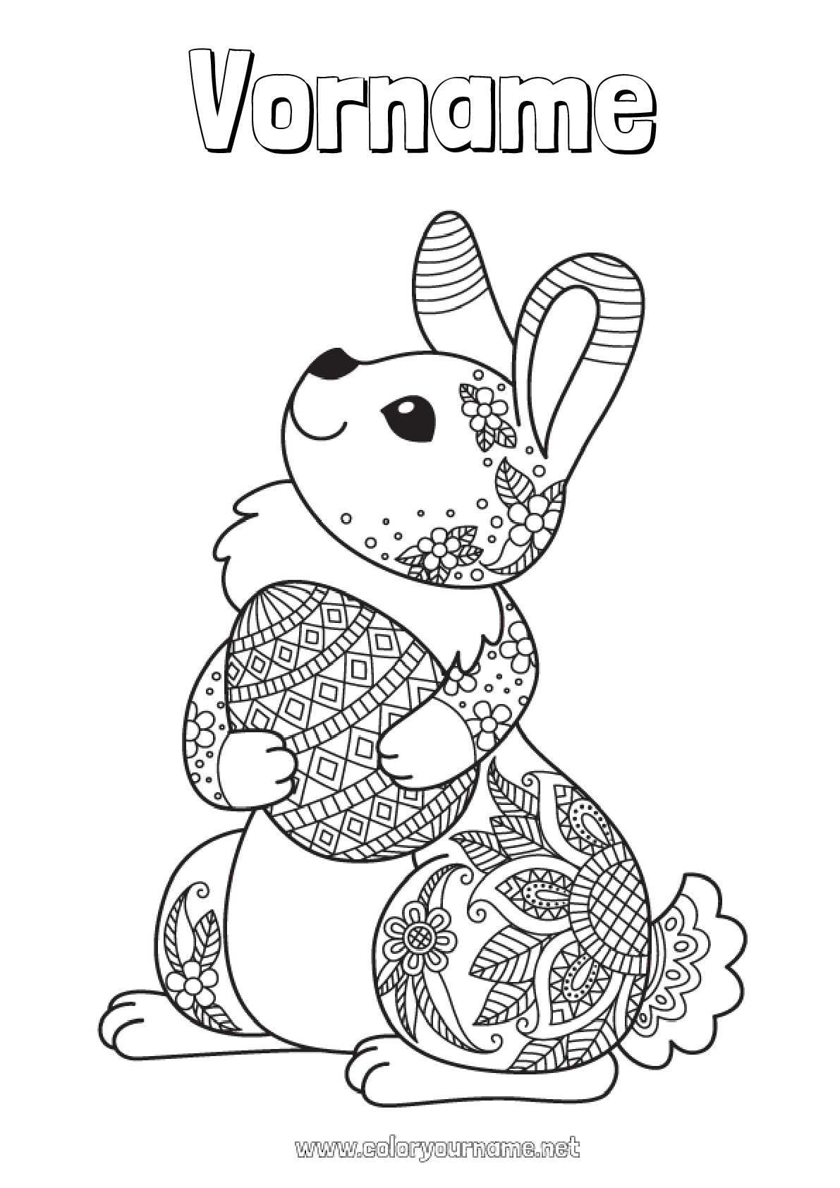 Malvorlage Nr.1238 - Mandala Hase Tier