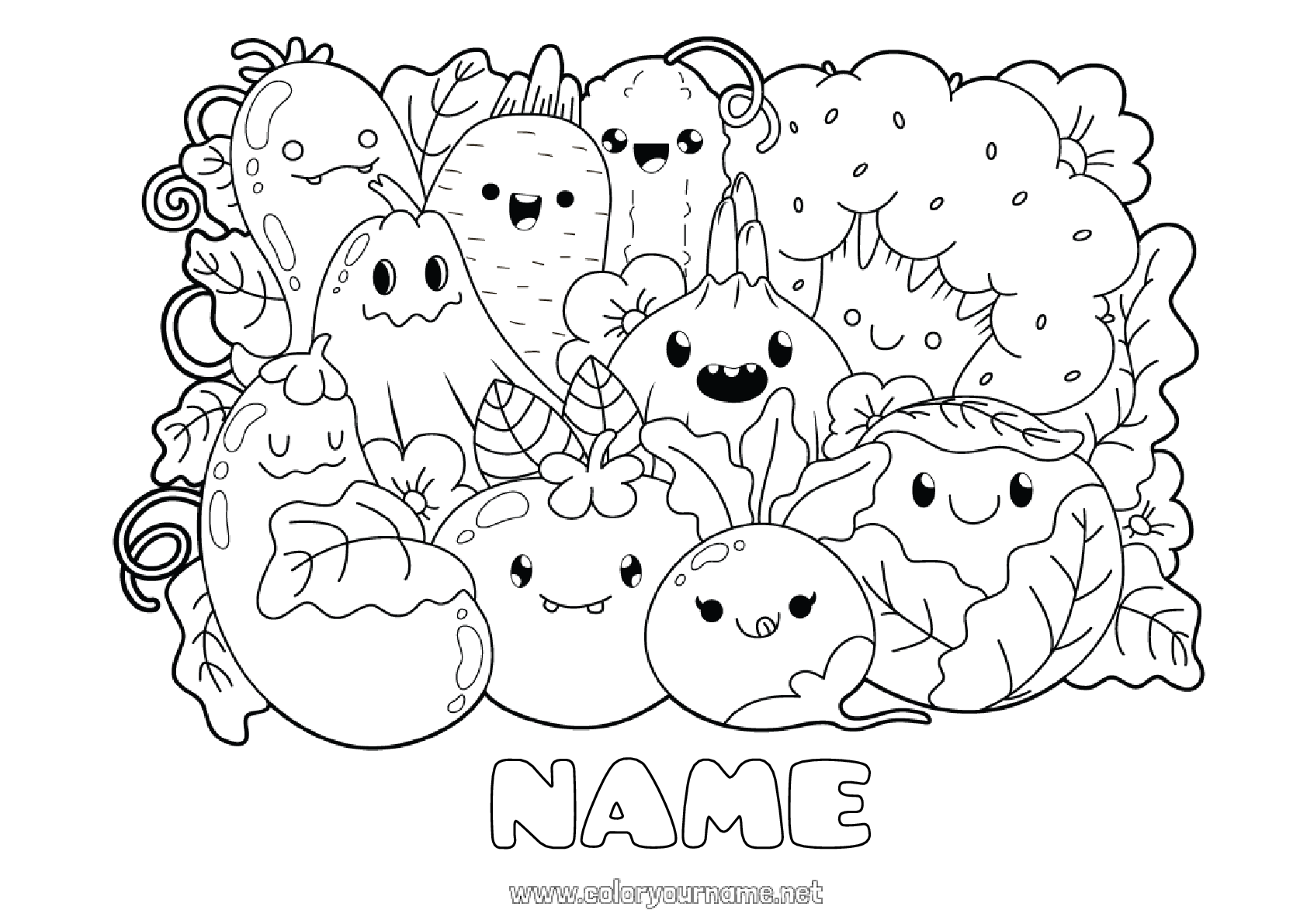 Coloring page No.123 - Cute Kawaii Food