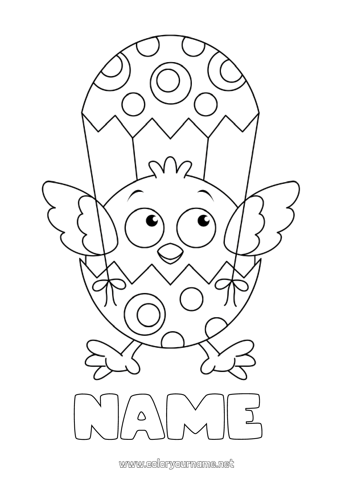 Coloring page No.1455 - Hen Spring Chick