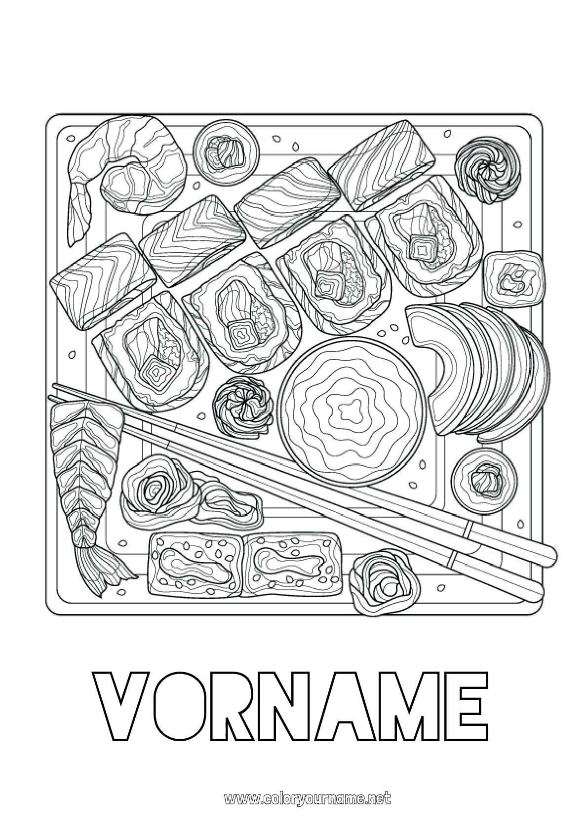 Malvorlage Nr.1252 - Essen Japan Sushi