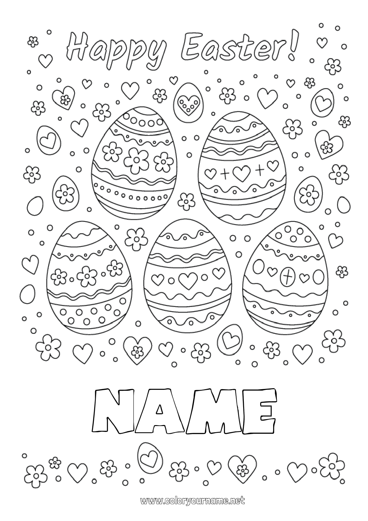 Coloring page No.1242 - Flowers Spring Easter eggs