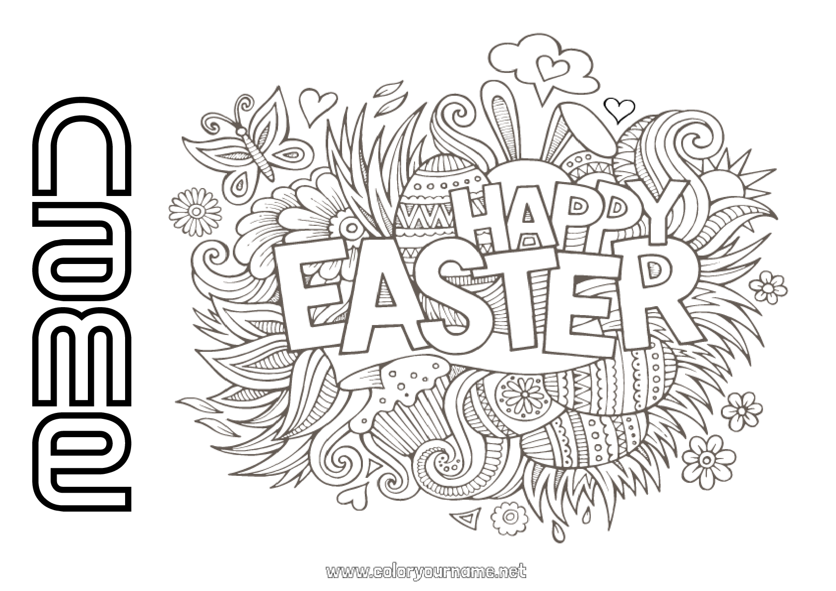 Coloring page No.1261 - Mandala Spring Easter eggs