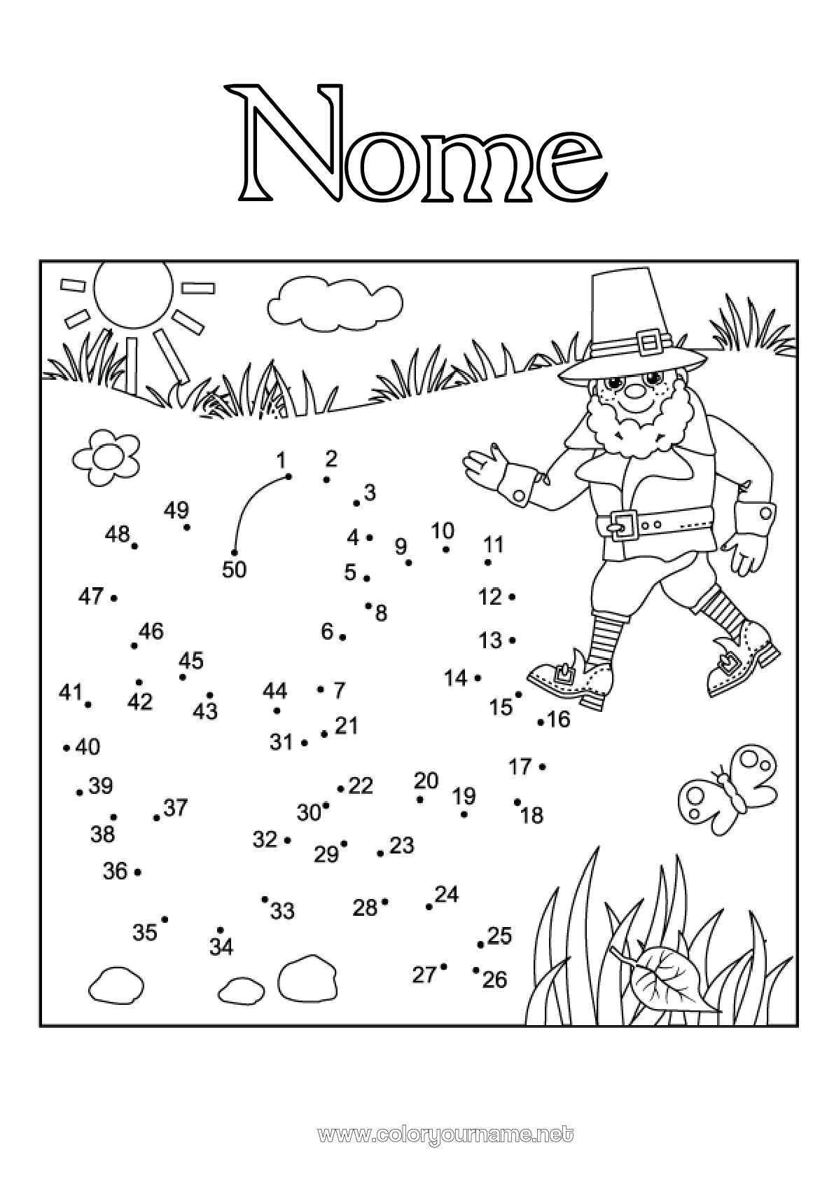 Pagina da colorare n.1277 - Attività per Bambini Punti da unire Trifoglio