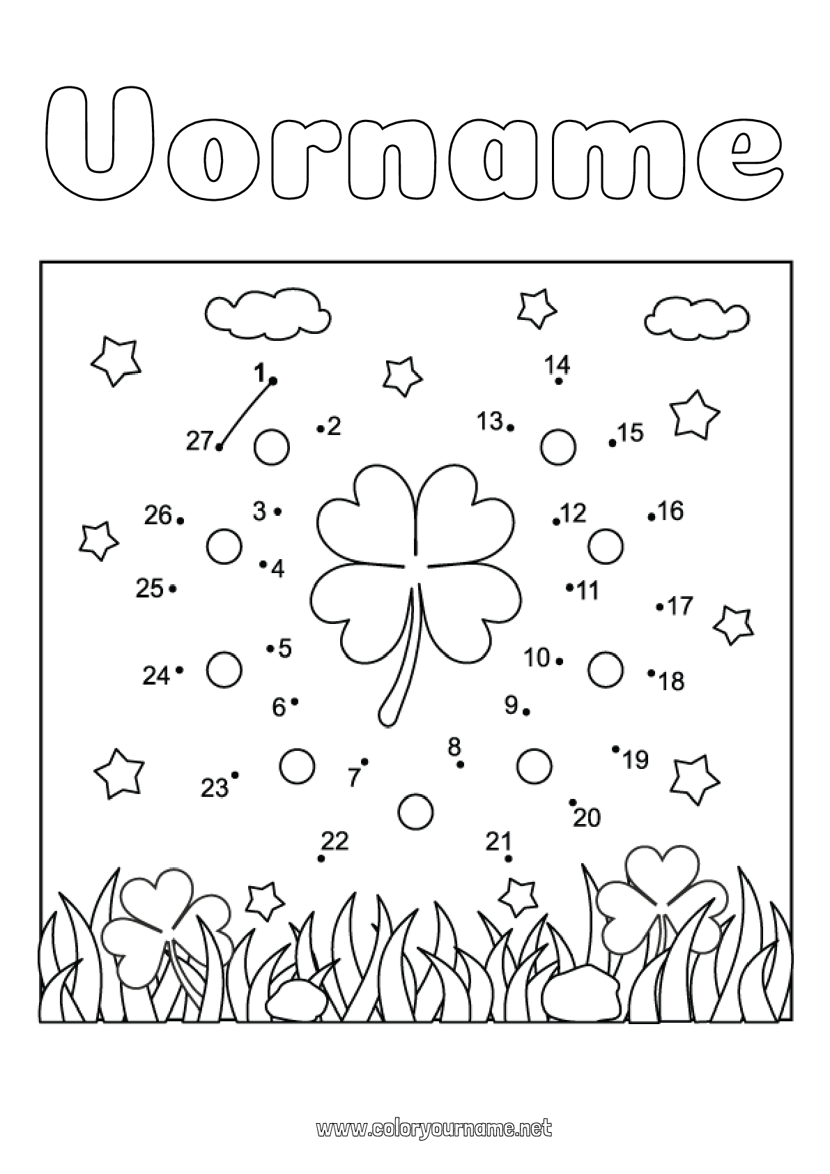 Malvorlage Nr.1278 - Kinderaktivitäten Punkte verbinden Glück