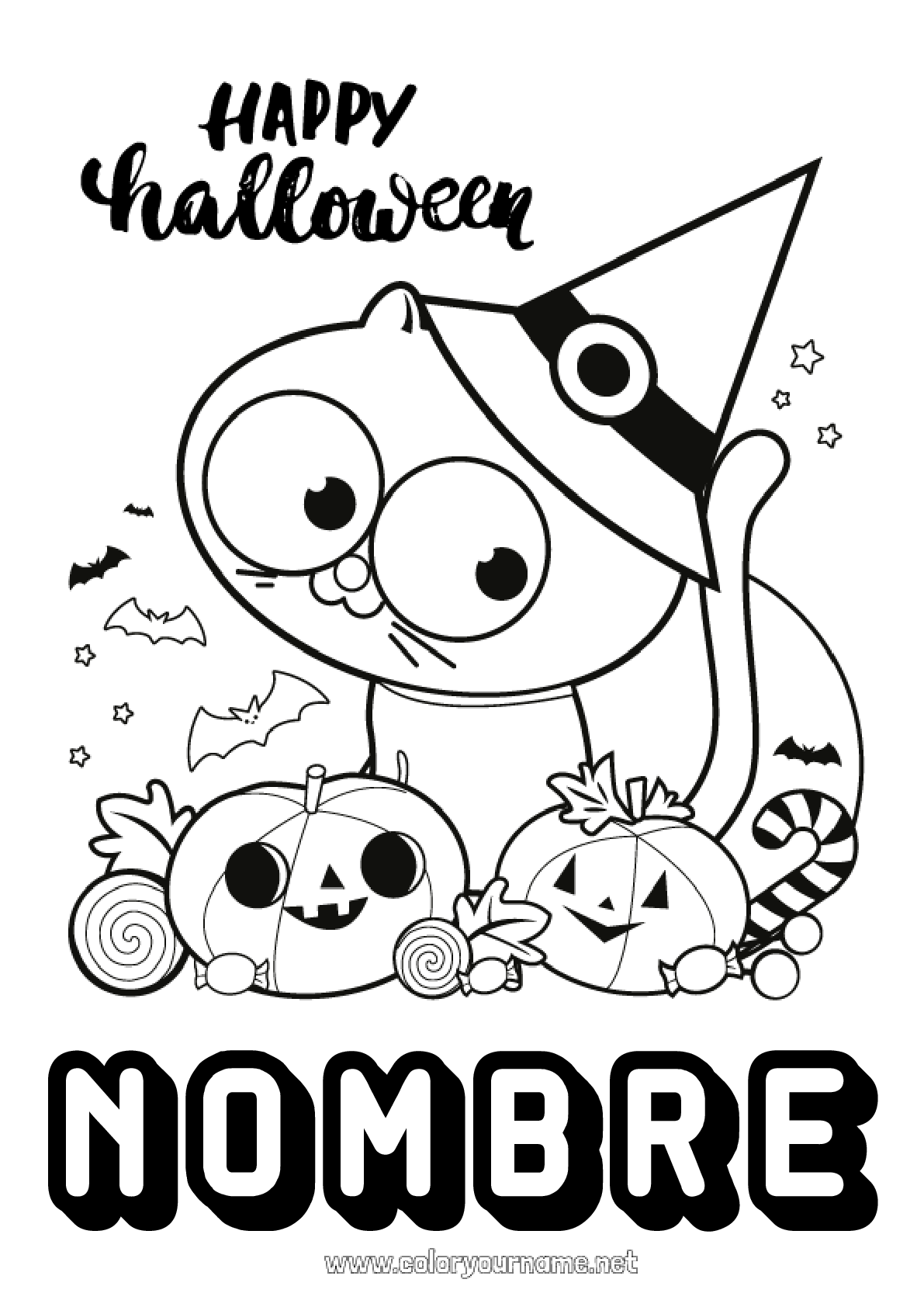 Nº de colorear 12 - Murciélago Calabaza Gato negro