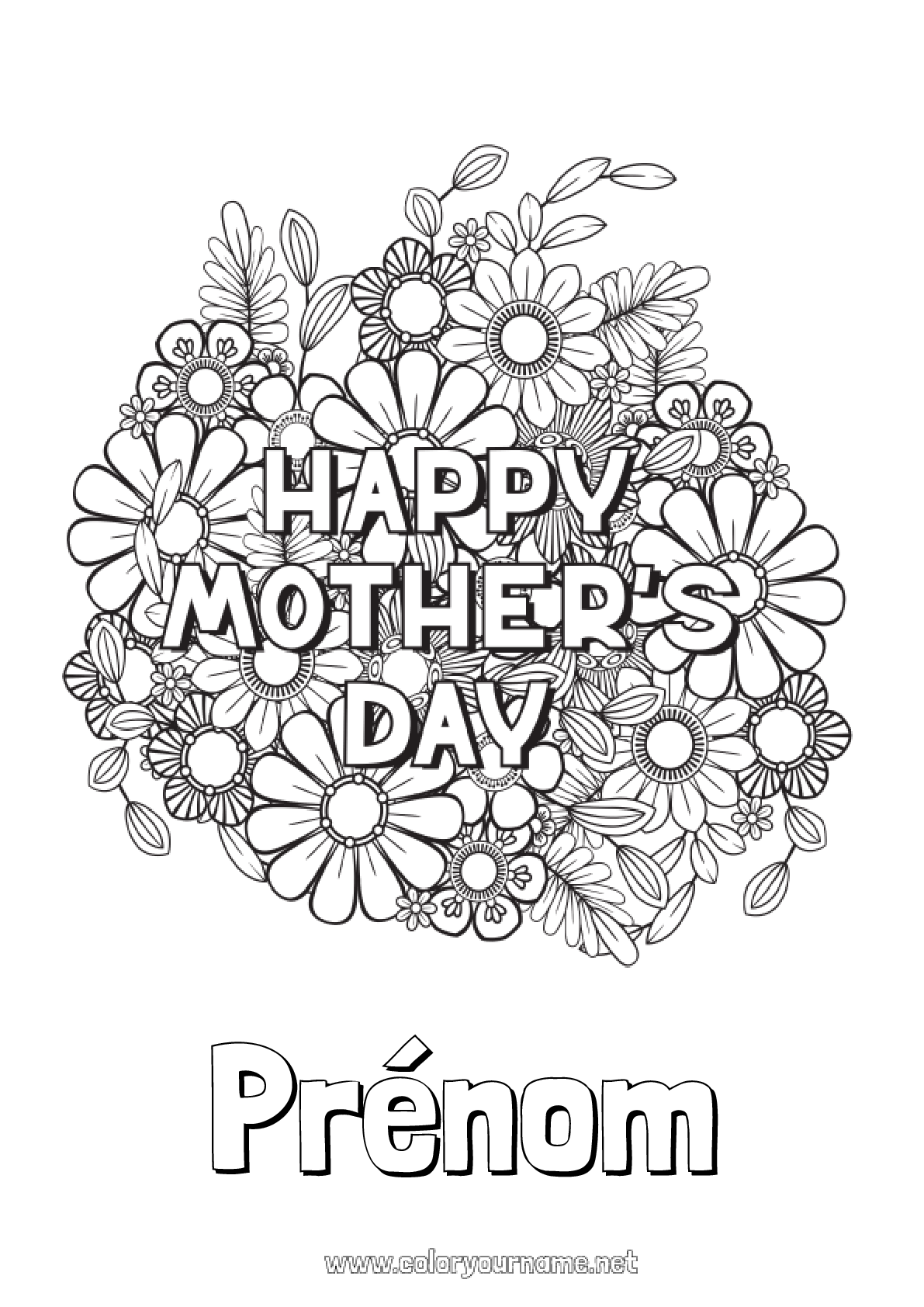 Coloriage n°1319 - Fleurs Maman Bonne fête