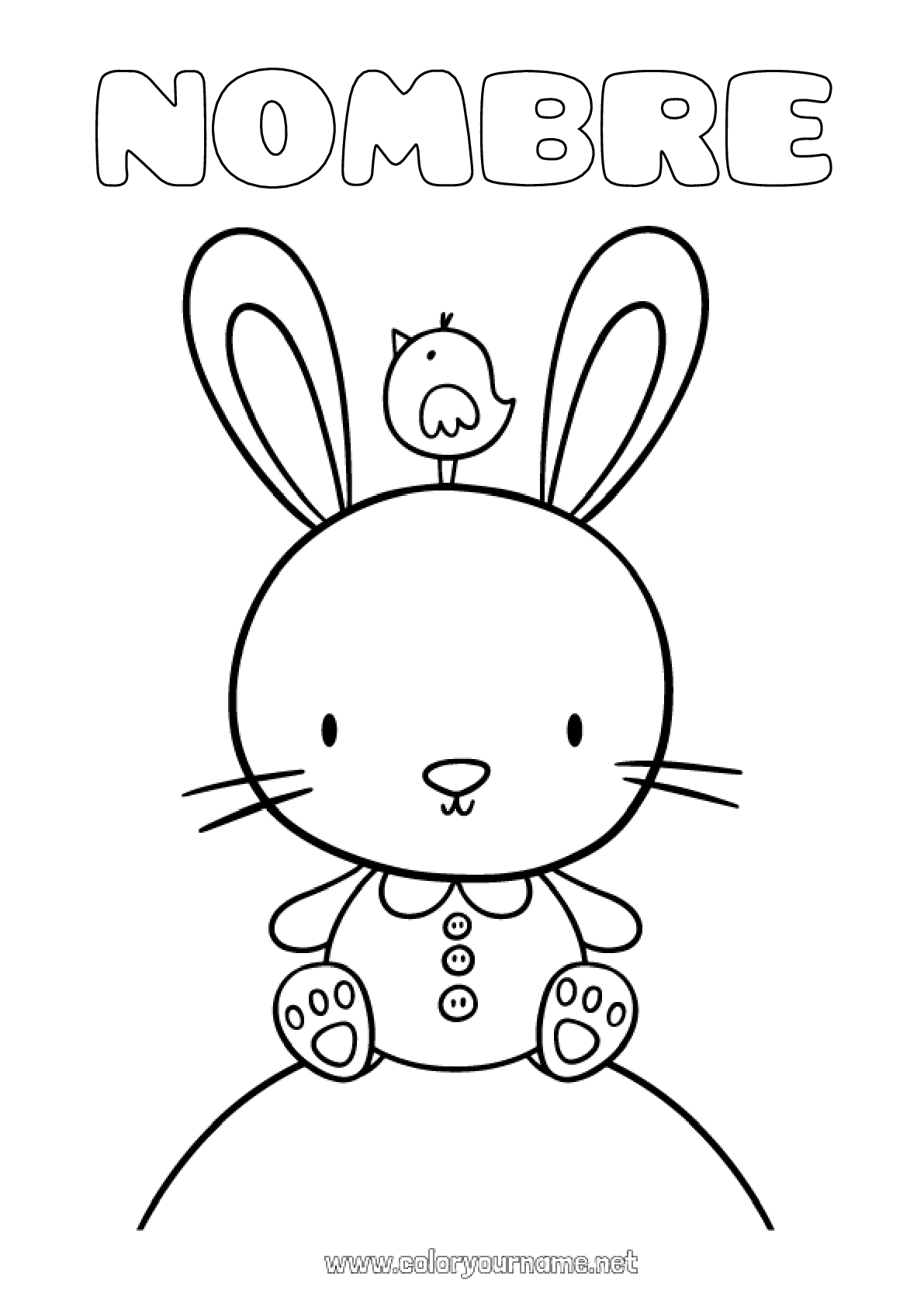 Nº de colorear 1352 - Pájaro Conejo Animales