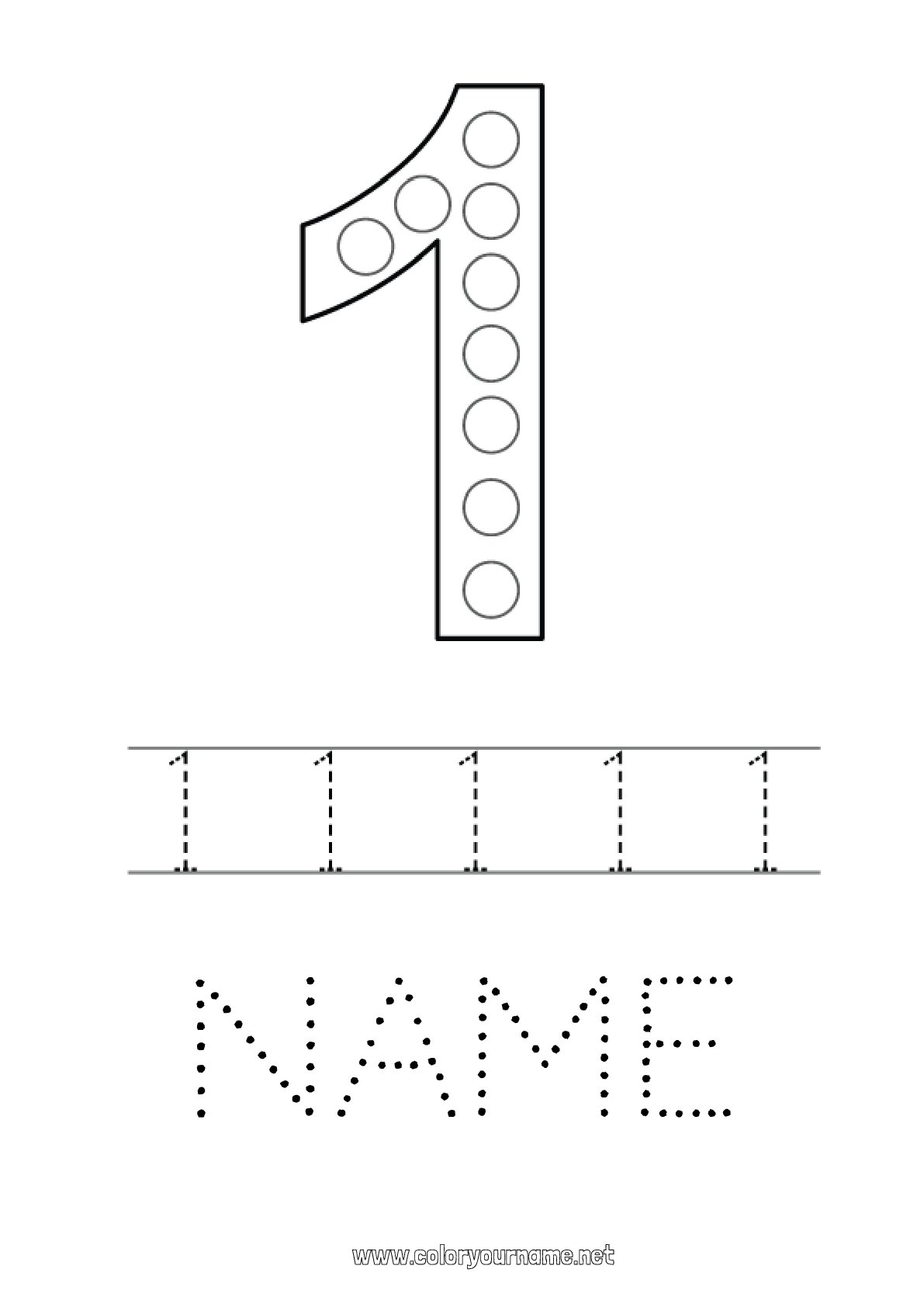 Coloring page No.1358 - Number Children's activities Dot markers