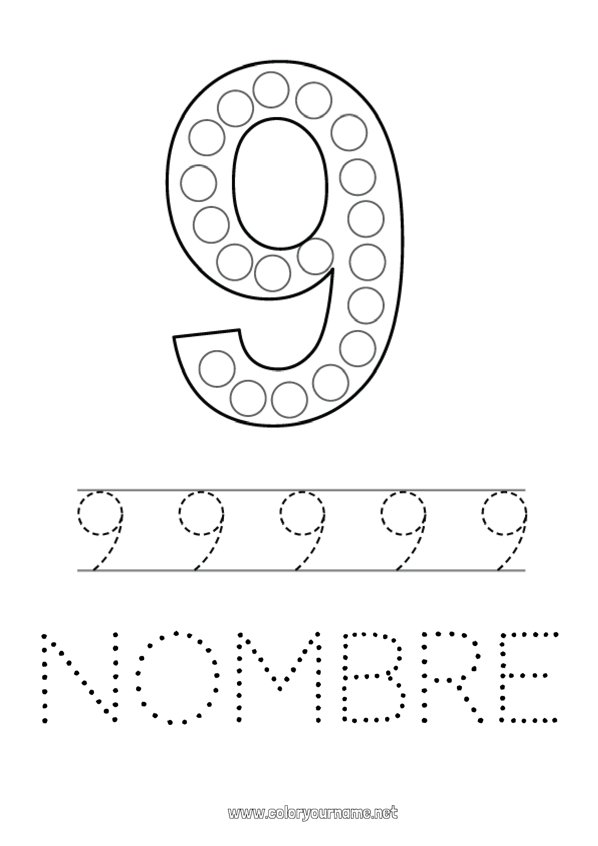 Nº de colorear 1364 - Número Actividades para niños Marcadores de puntos