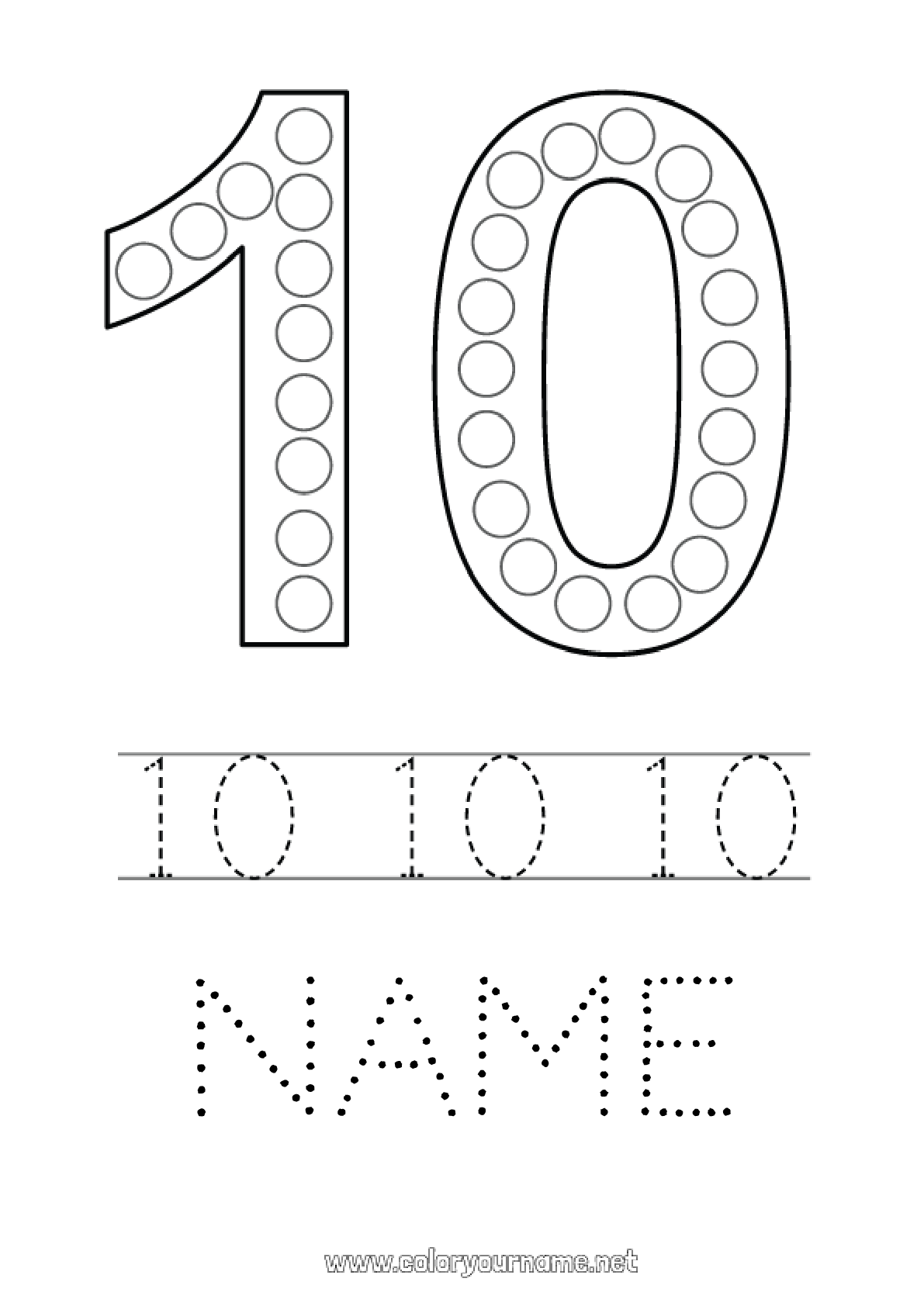 Coloring page No.1365 - Number Children's activities Dot markers