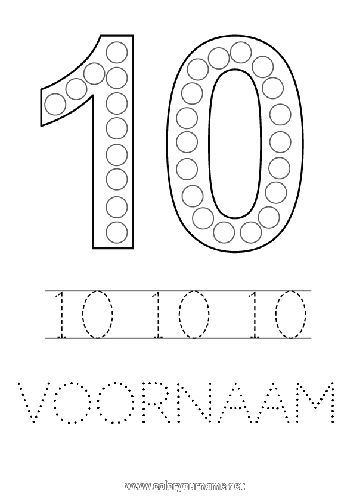 Kleurplaat nr.1365 - Getal Activiteiten voor Kinderen Puntmarkers