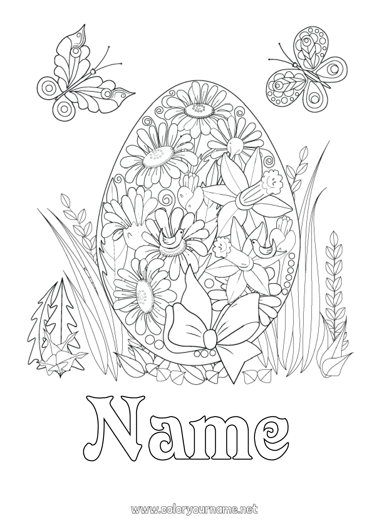 Coloring page No.1367 - Flowers Mandala Butterfly