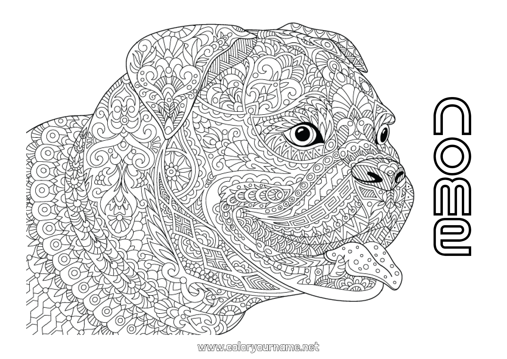 Pagina da colorare n.1380 - Mandala Cane Animale