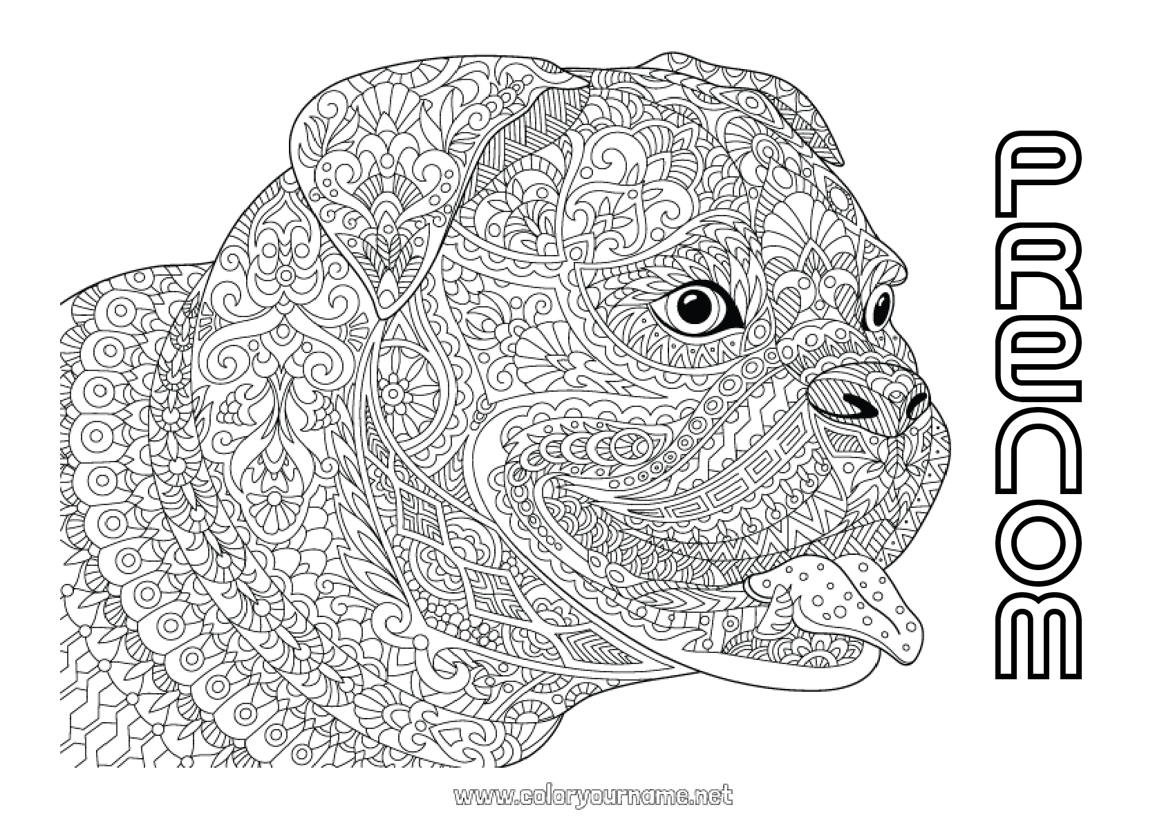 Coloriage n°1380 - Mandala Chien Animal