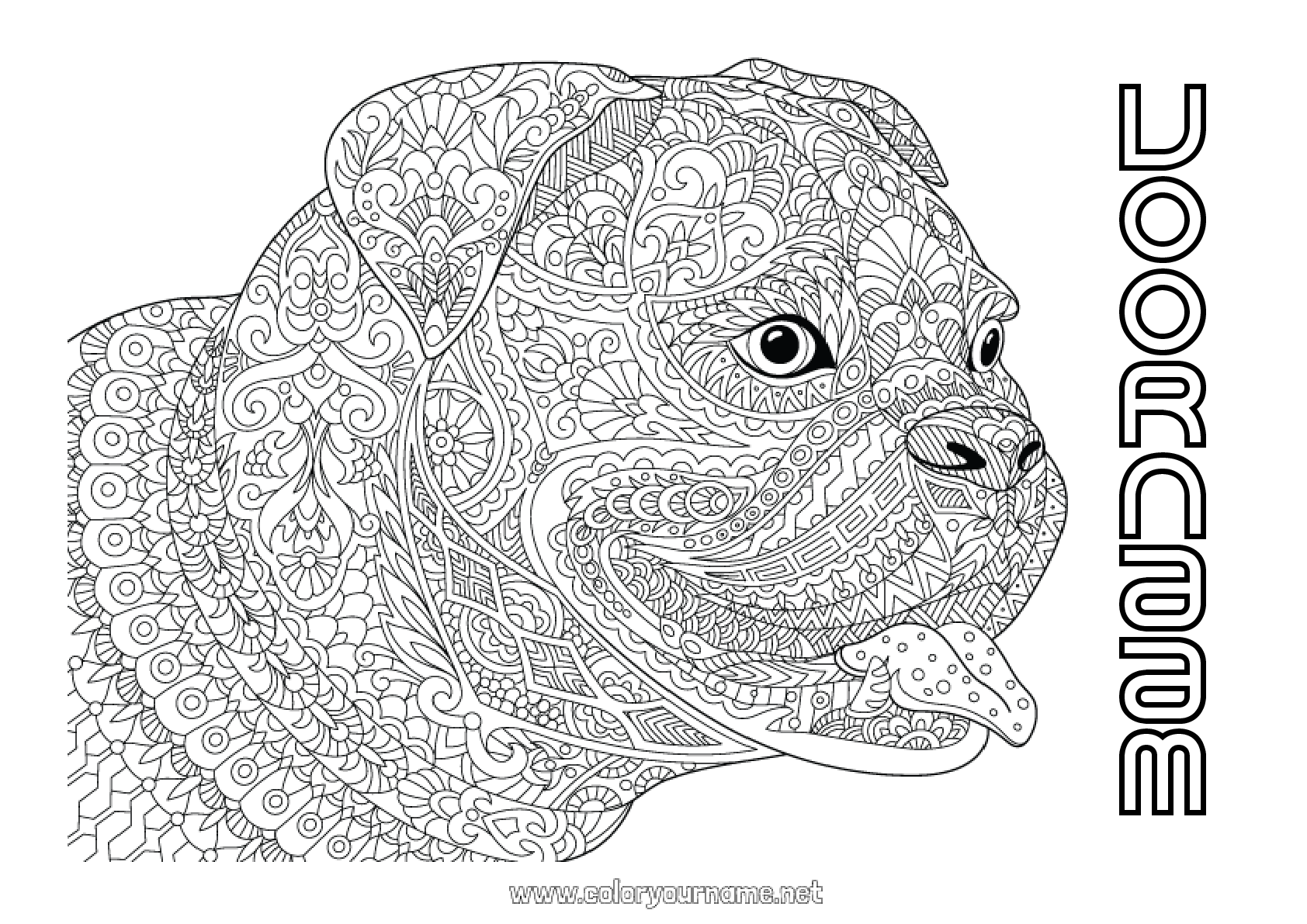 Kleurplaat nr.1380 - Mandala Hond Dier