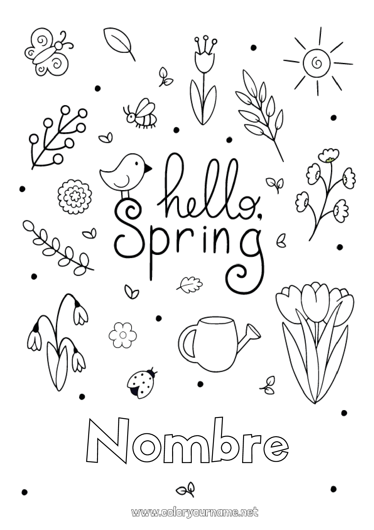 Nº de colorear 1382 - Flores Primavera