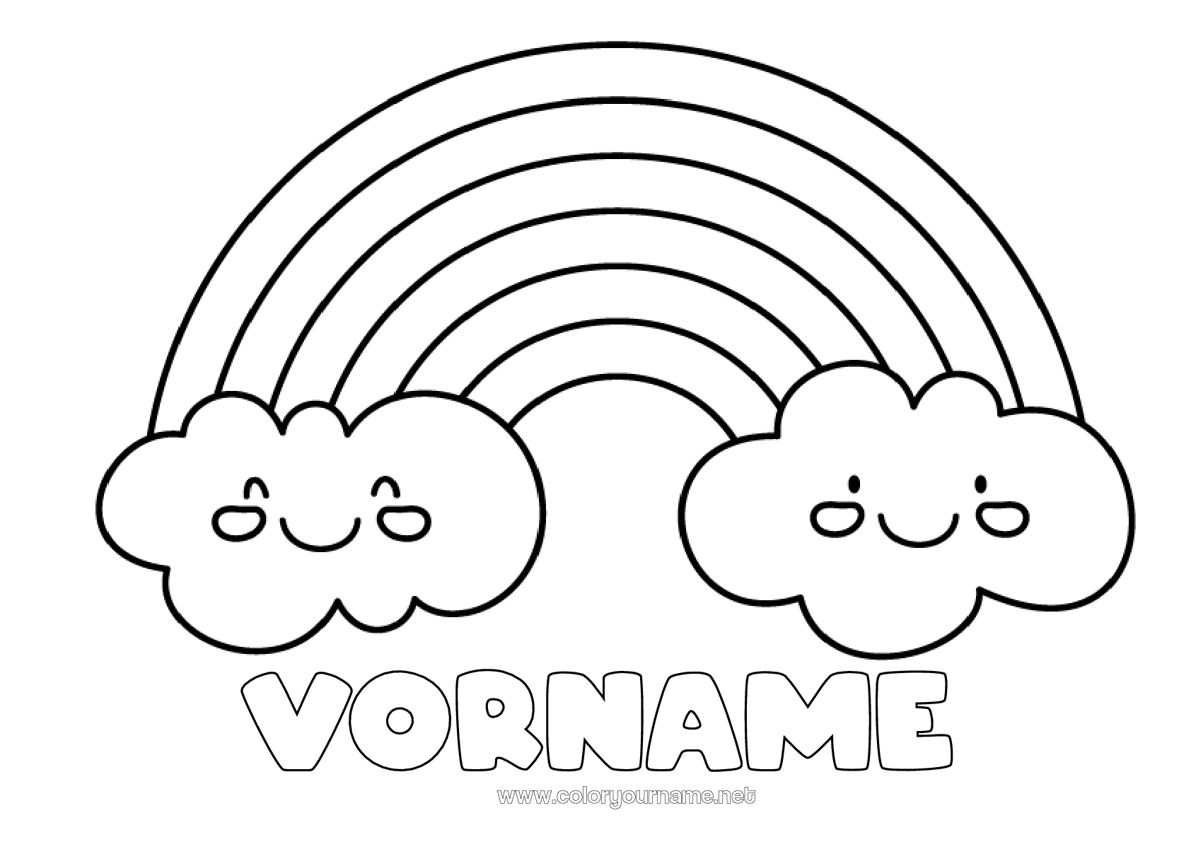 Malvorlage Nr.1390 - Niedlich Kawaii Regenbogen