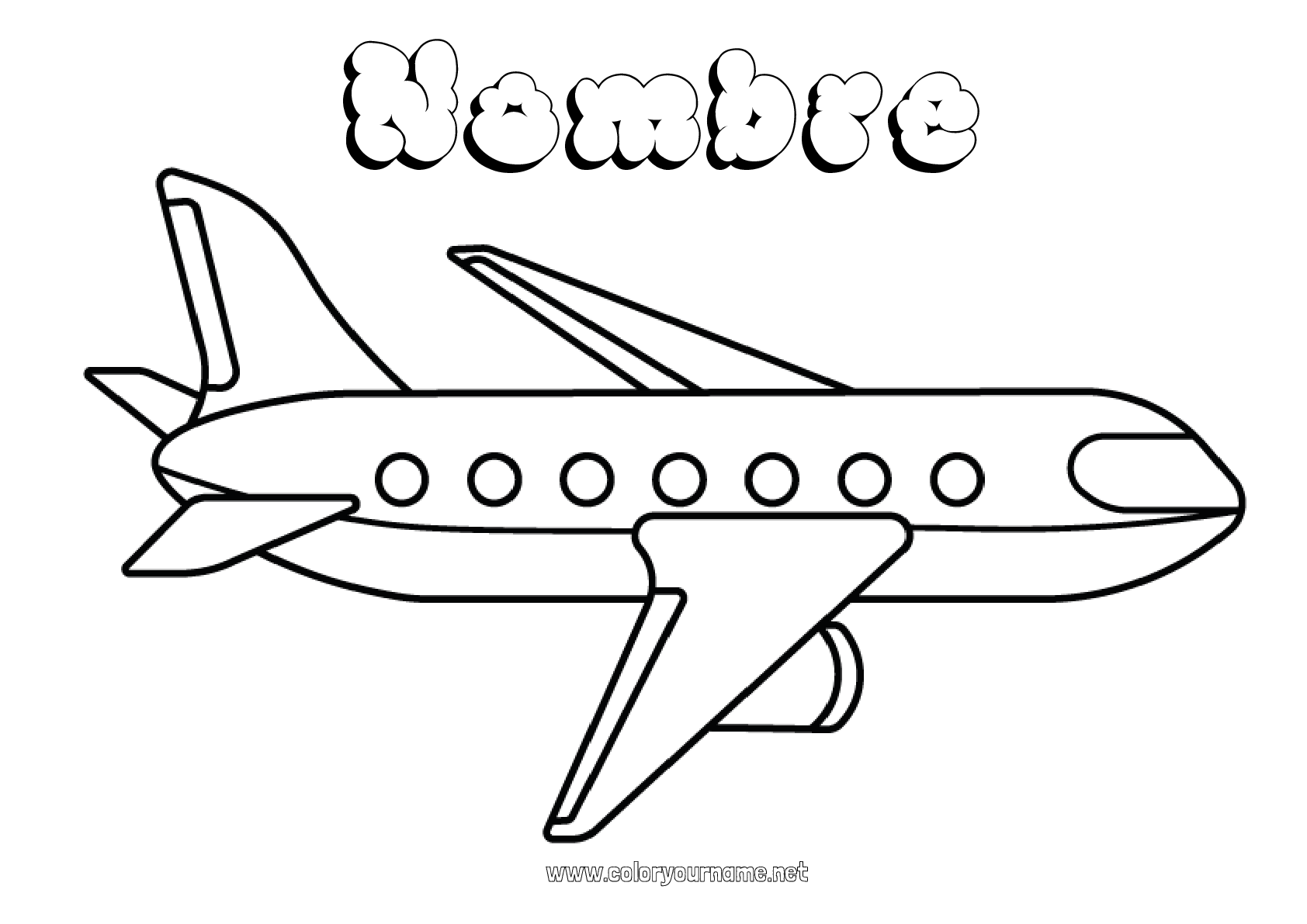 Nº de colorear 1408 - Avión Vehículos Dibujos fáciles para colorear